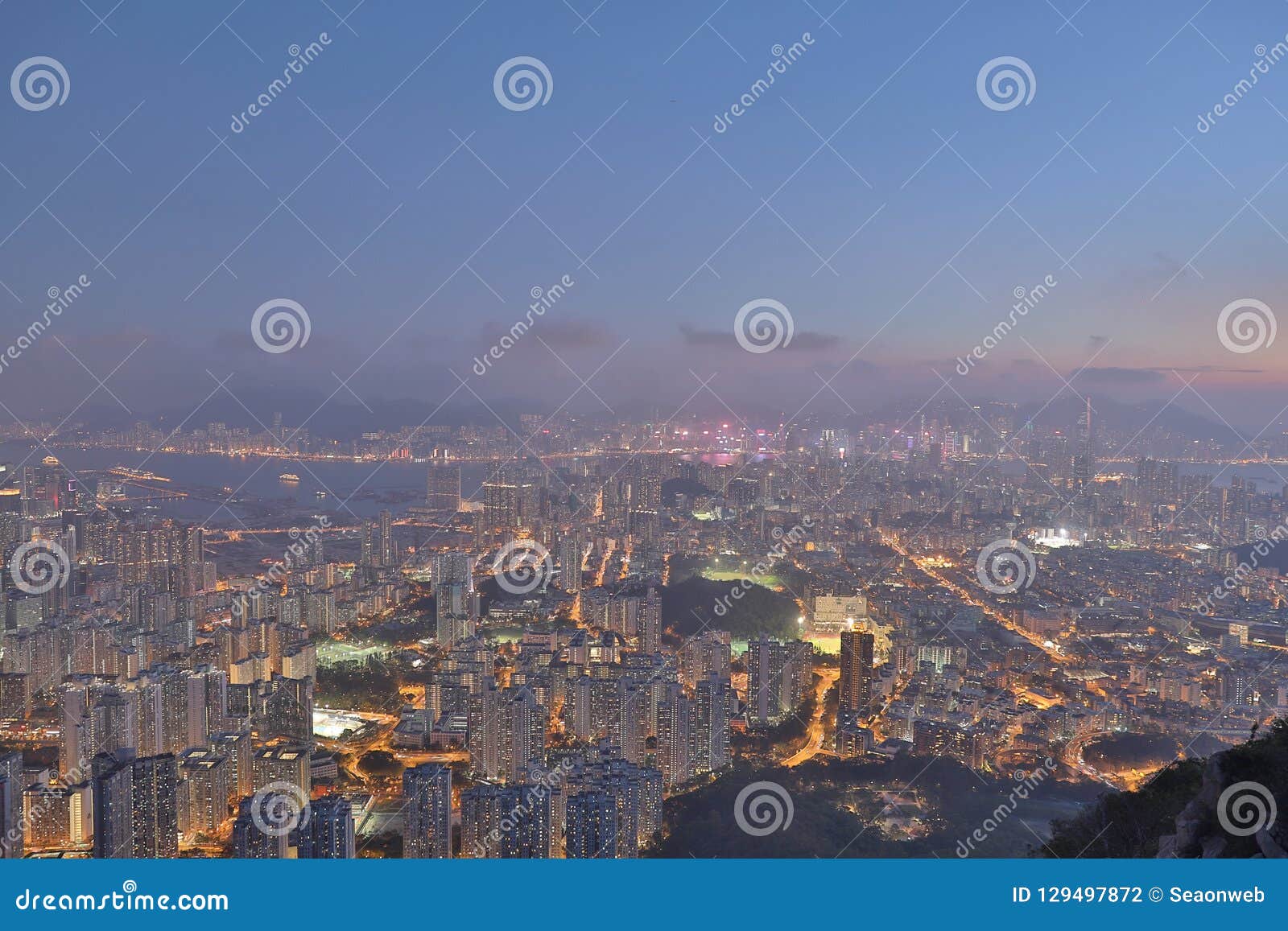 A Kowloon Night View at Lion Rock Stock Photo - Image of hongkong ...