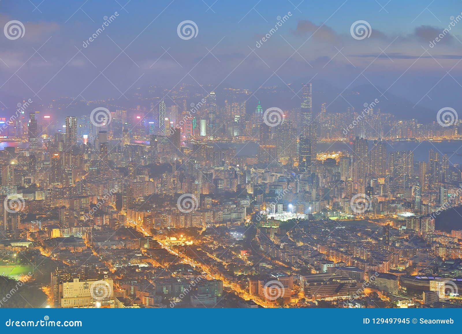 A Kowloon Night View at Lion Rock Stock Image - Image of kong, building ...
