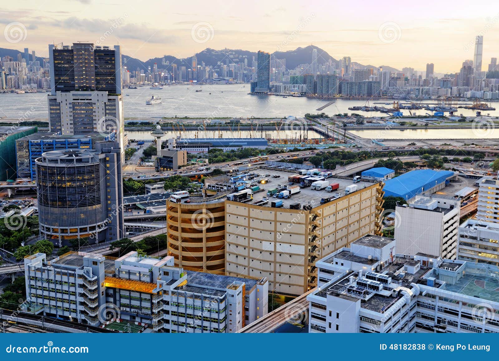 Kowloon at sunset stock photo. Image of economy, business - 48182838