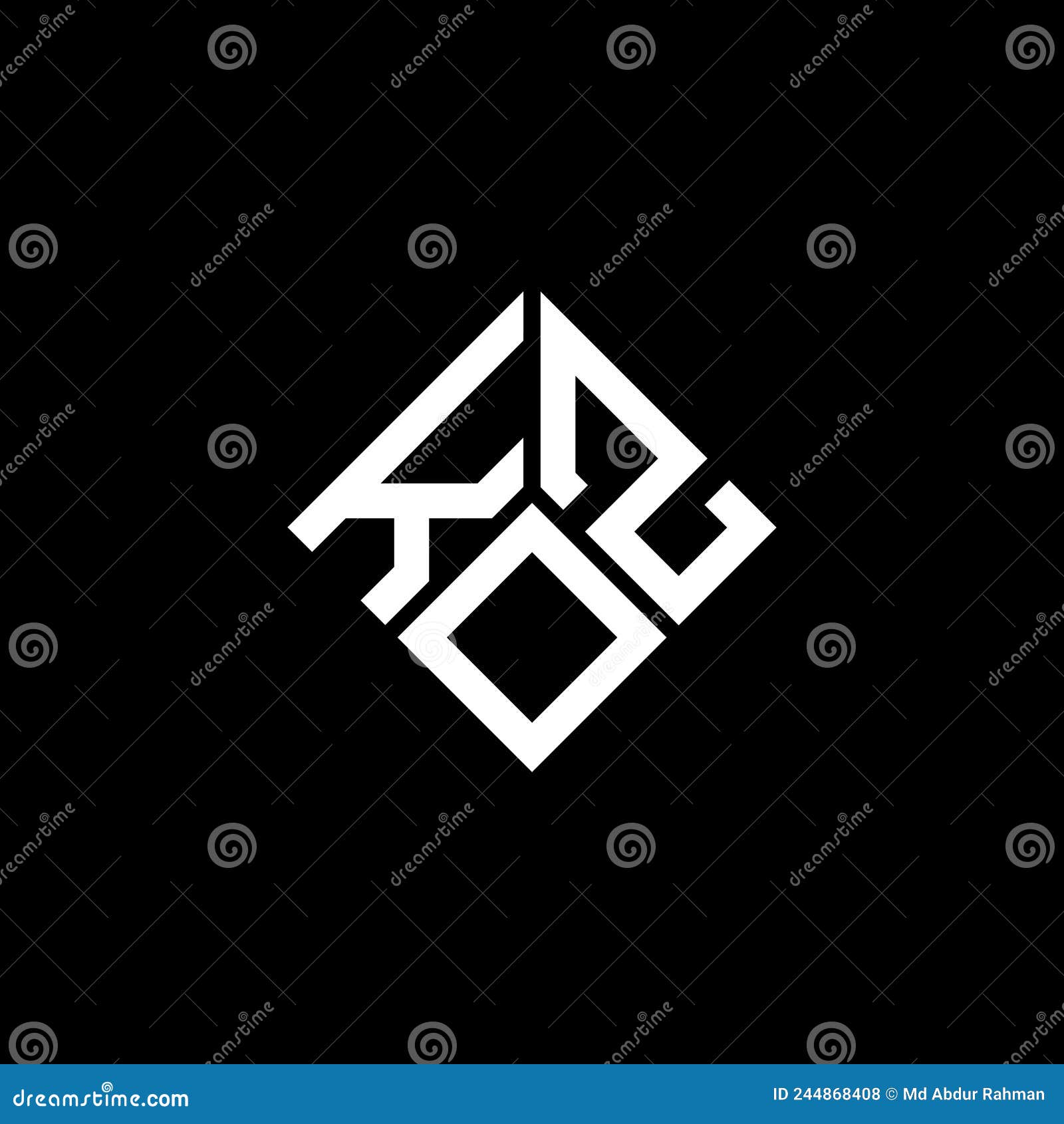 KOZ Letter Logo Design on Black Background. KOZ Creative Initials ...