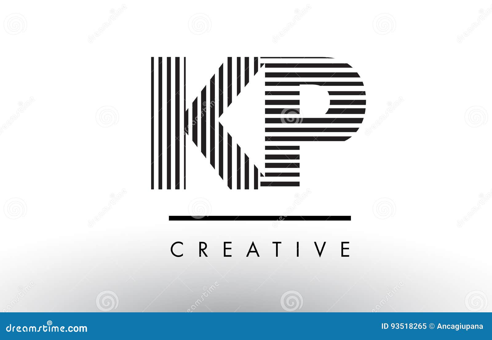 KP K P Black and White Lines Letter Logo Design. Stock Vector ...