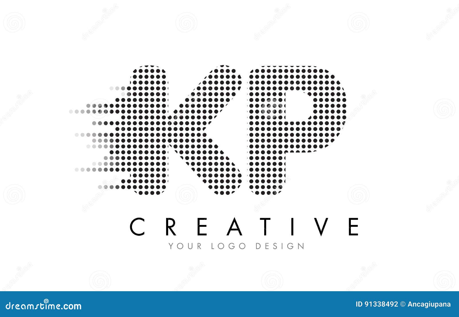 KP K P Letter Logo with Black Dots and Trails. Stock Vector ...