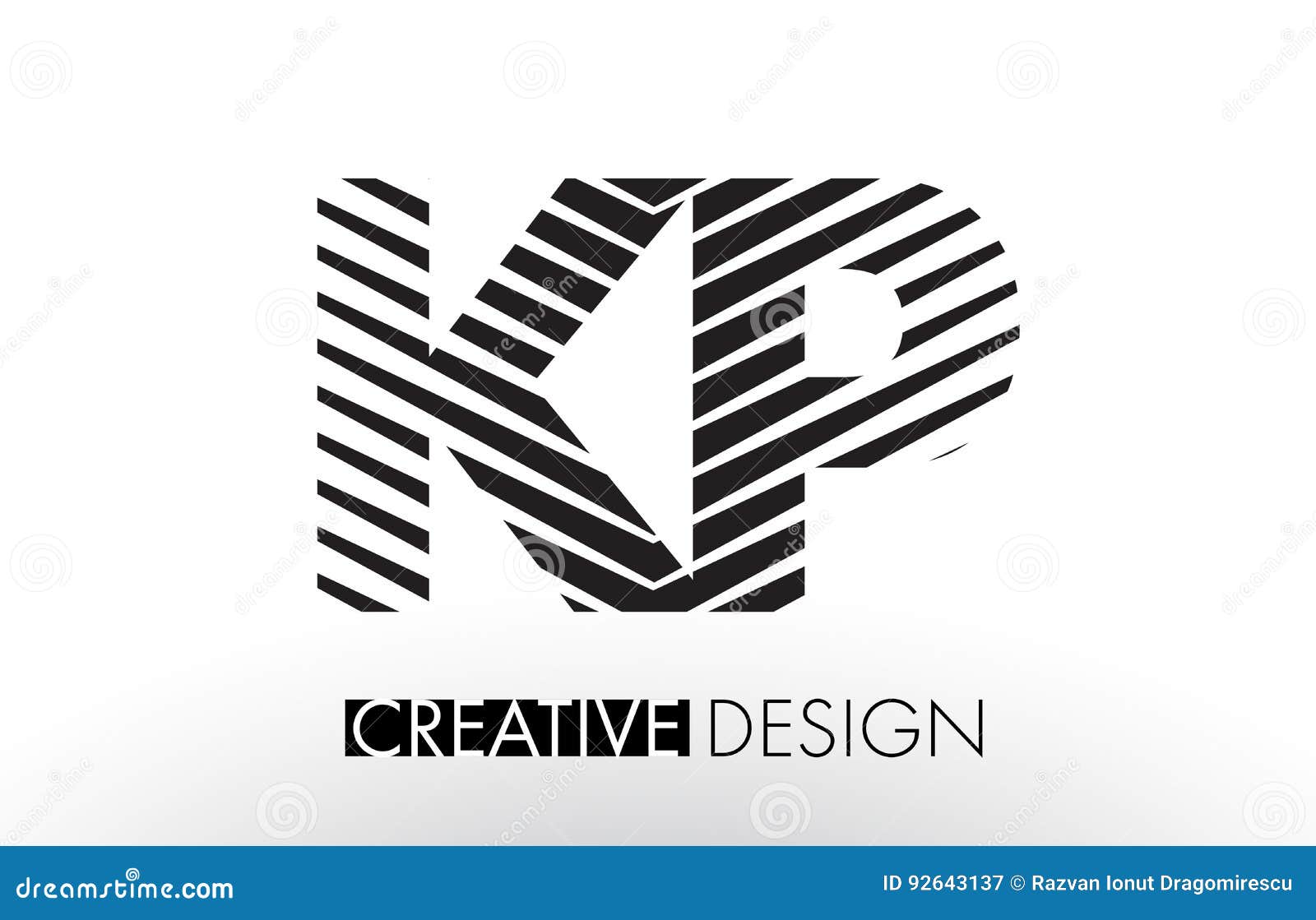 KP K P Lines Letter Design with Creative Elegant Zebra Stock Vector ...