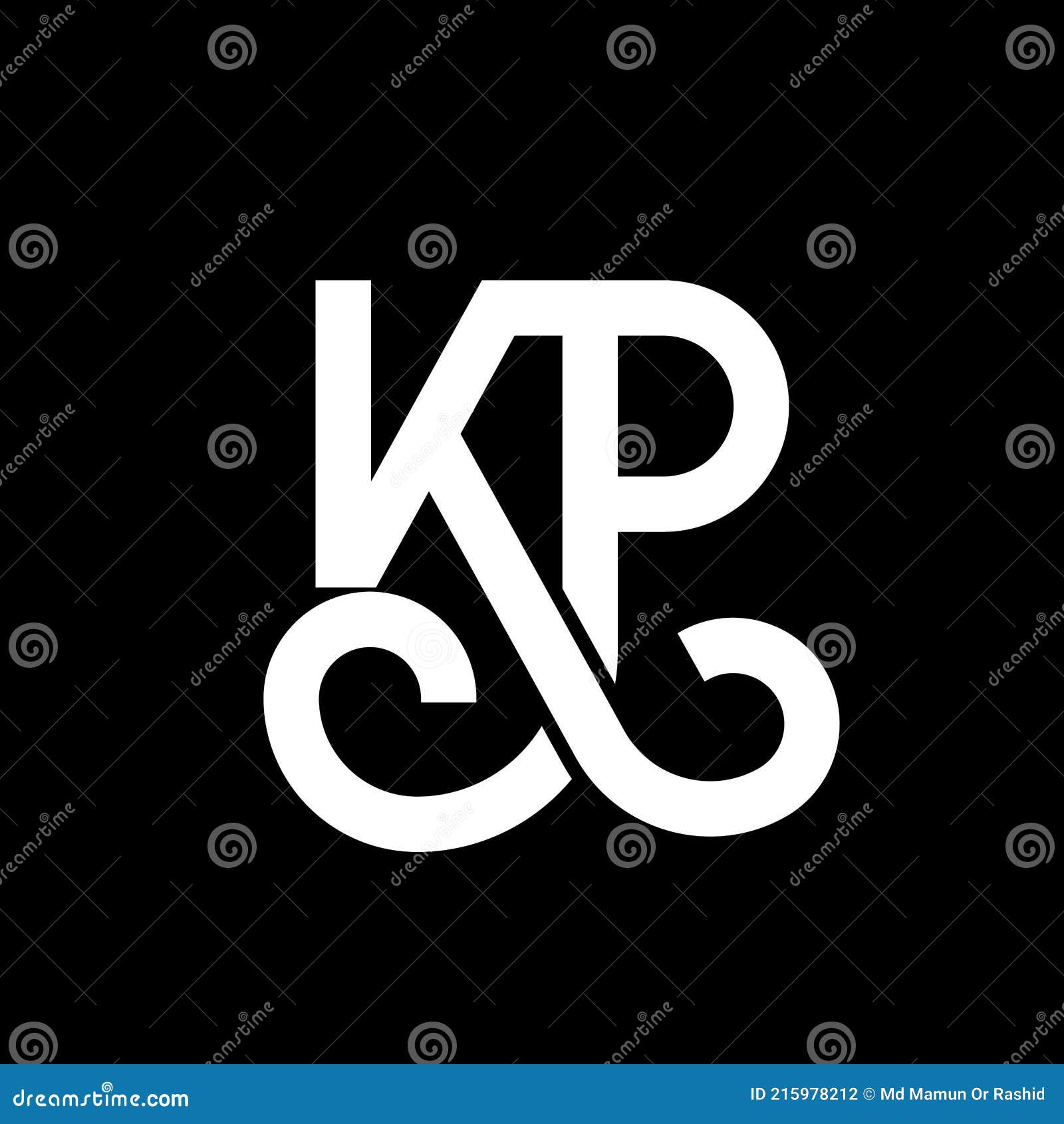 KP Letter Logo Design on Black Background. KP Creative Initials Letter ...