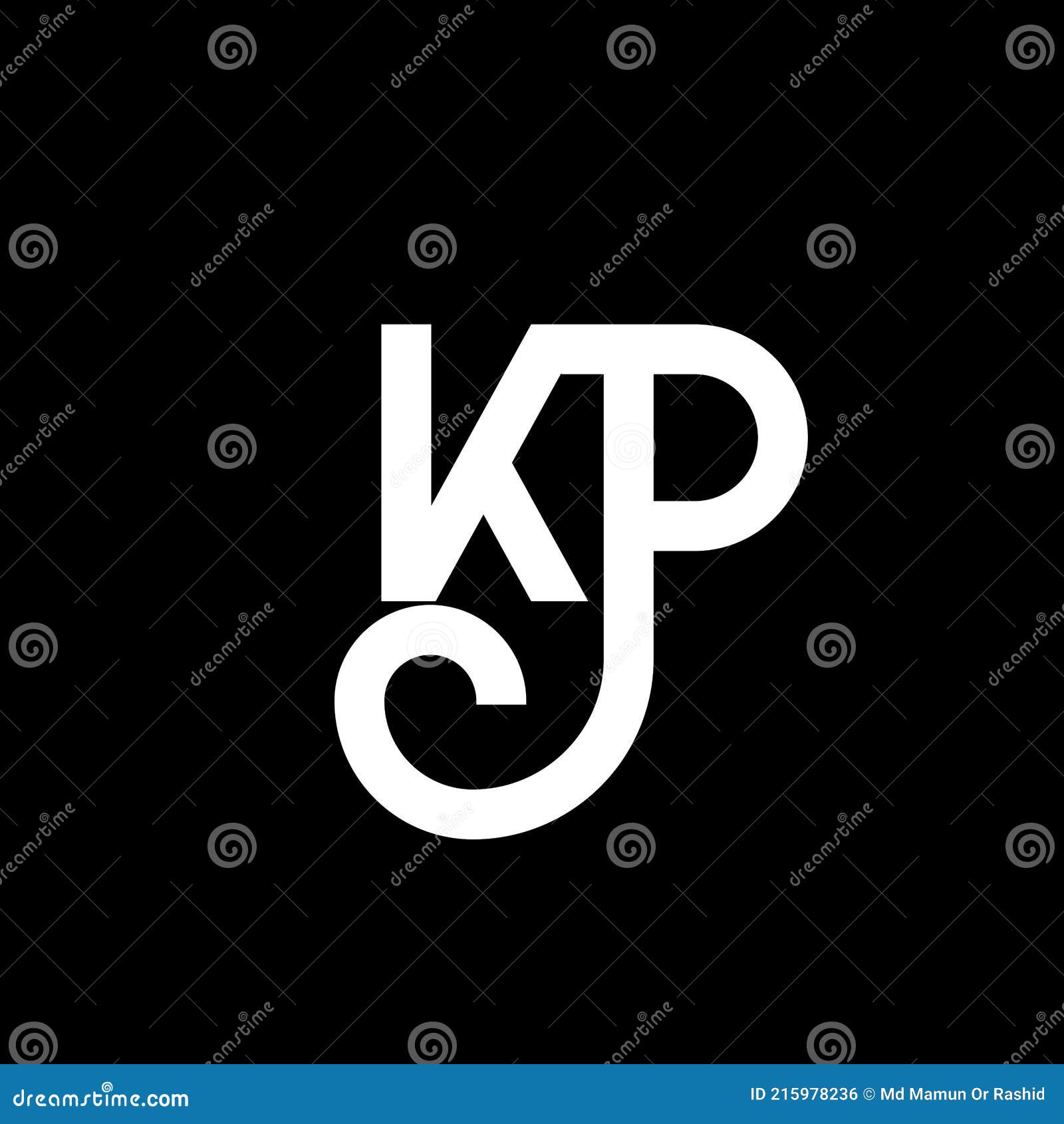 KP Letter Logo Design on Black Background. KP Creative Initials Letter ...
