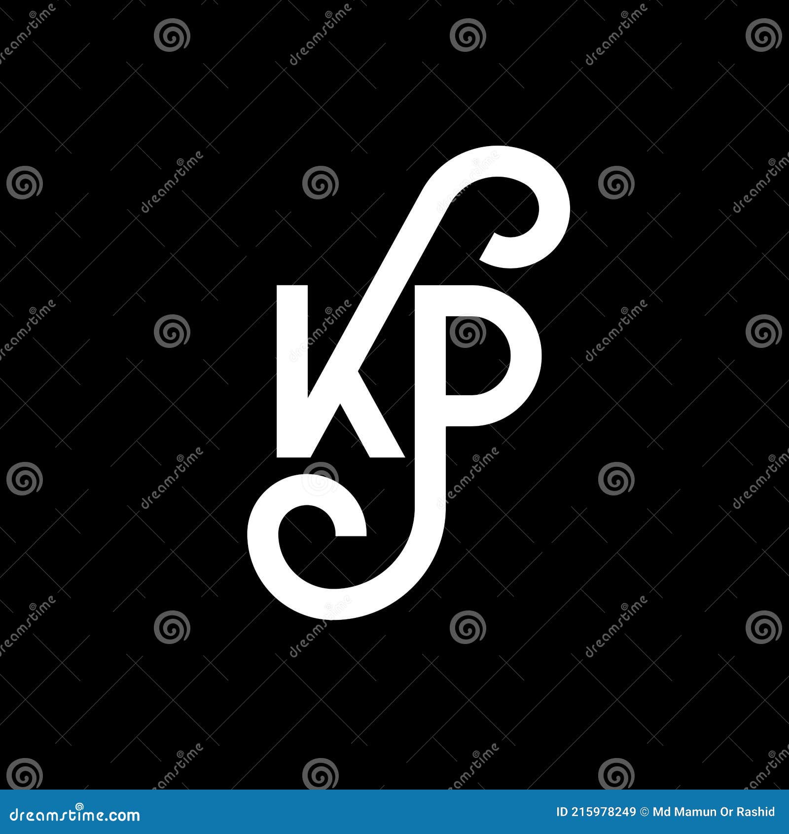 KP Letter Logo Design on Black Background. KP Creative Initials Letter ...