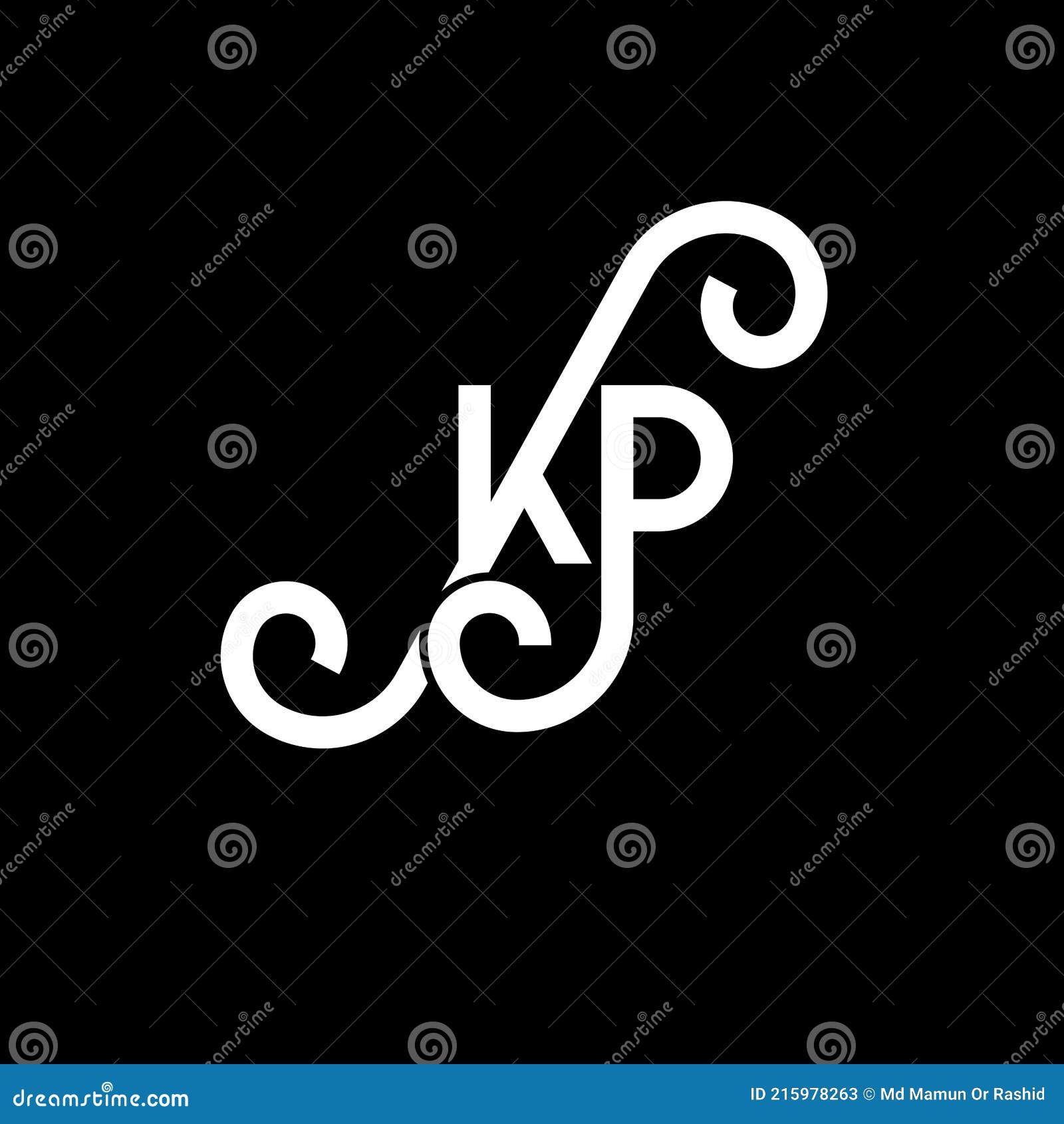 KP Letter Logo Design on Black Background. KP Creative Initials Letter ...