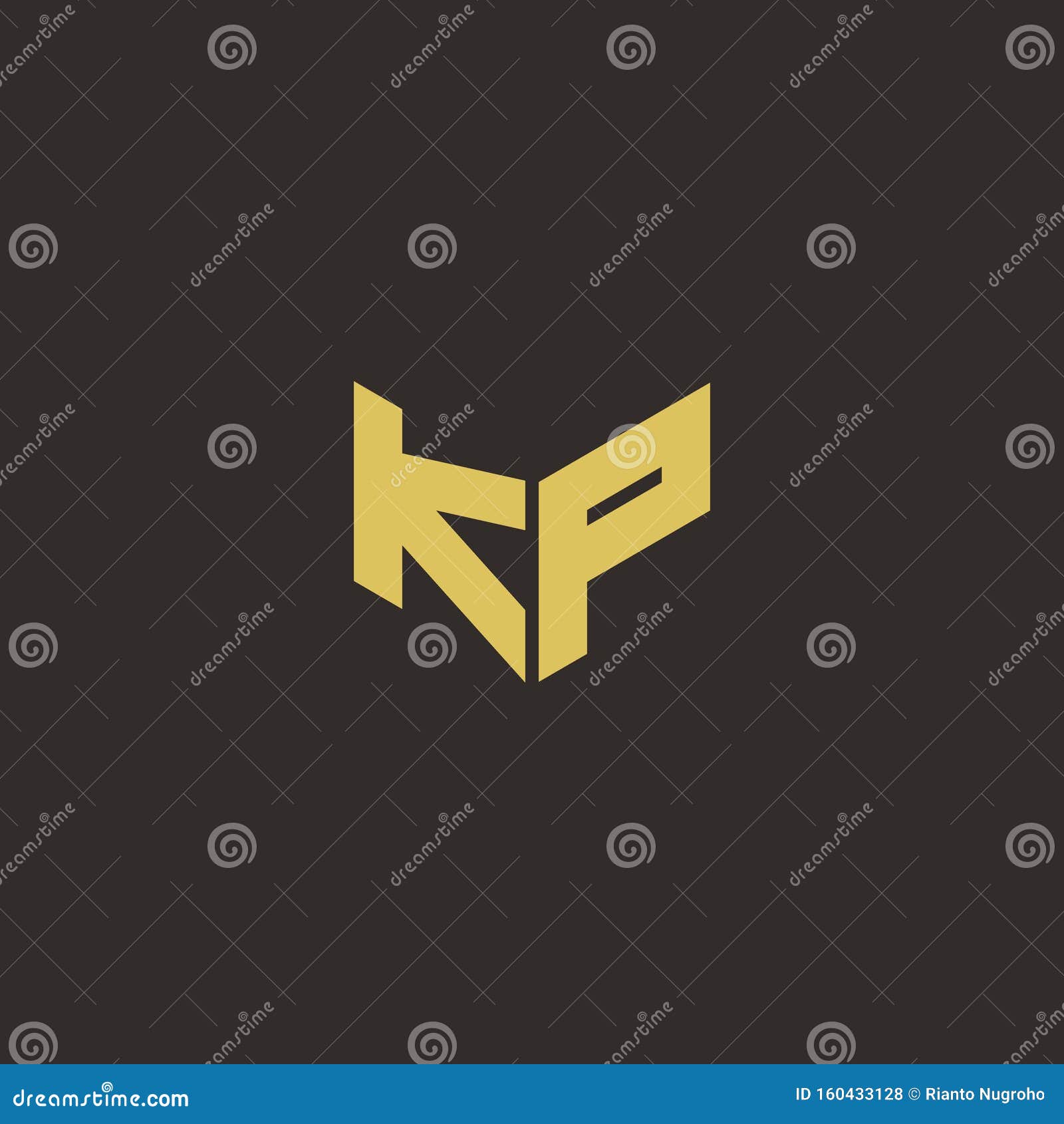 KP Logo Letter Initial Logo Designs Template with Gold and Black ...