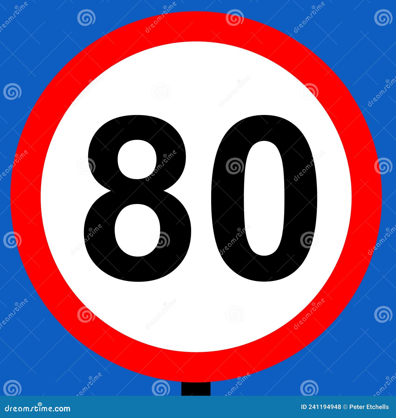 80 kph speed limit sign stock vector. Illustration of direct - 241194948