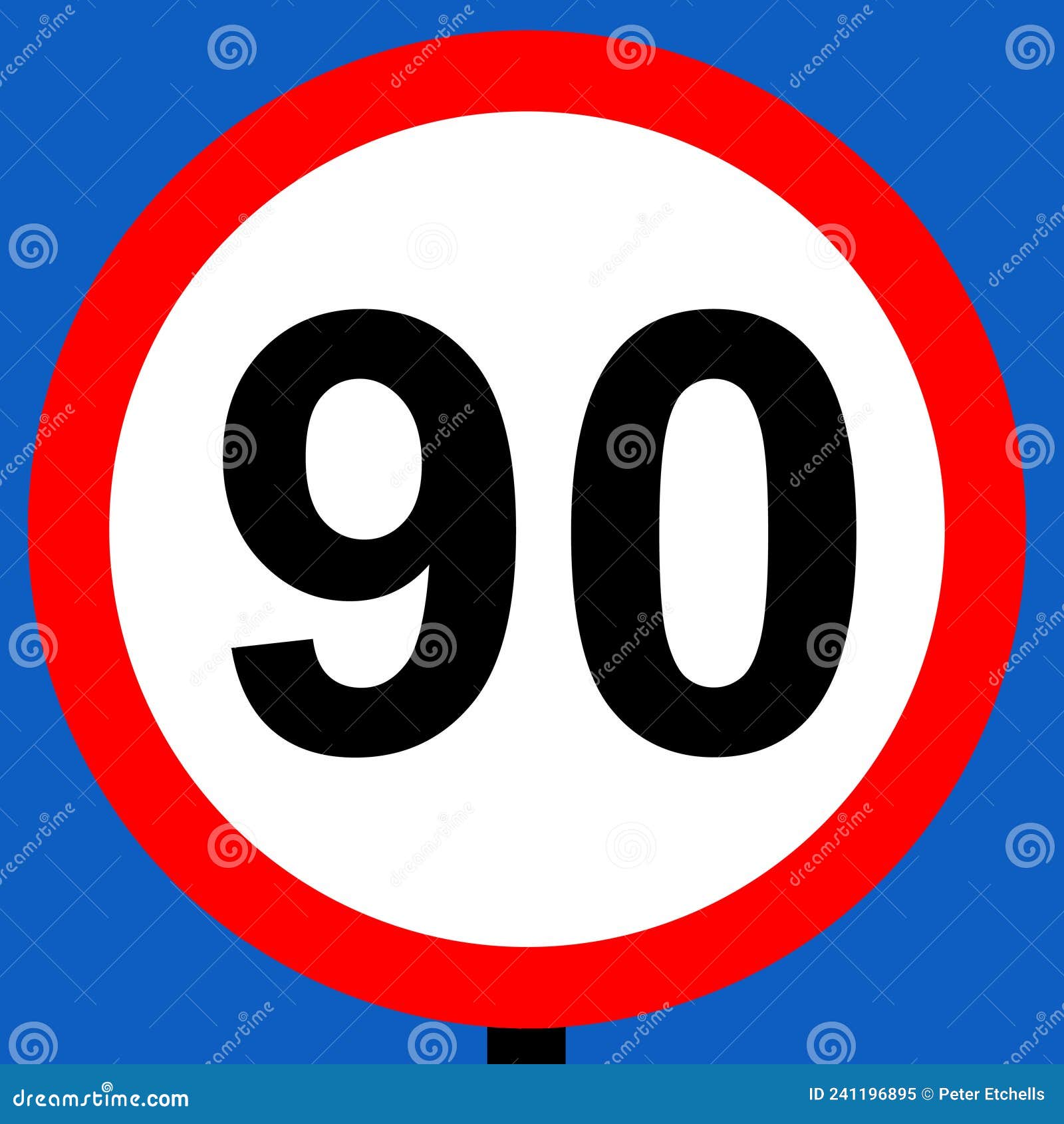90 kph speed limit sign stock illustration. Illustration of compulsory ...