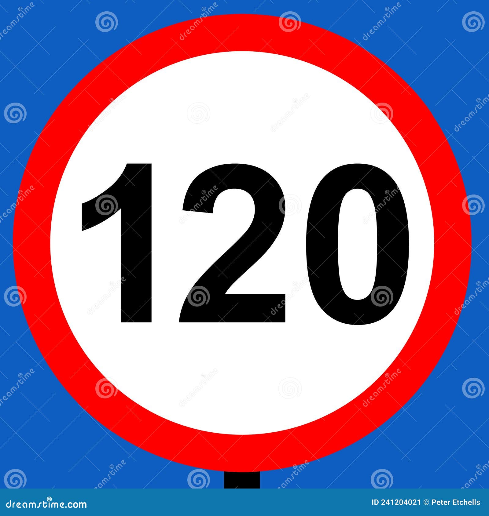 120 kph speed limit sign stock illustration. Illustration of circle ...