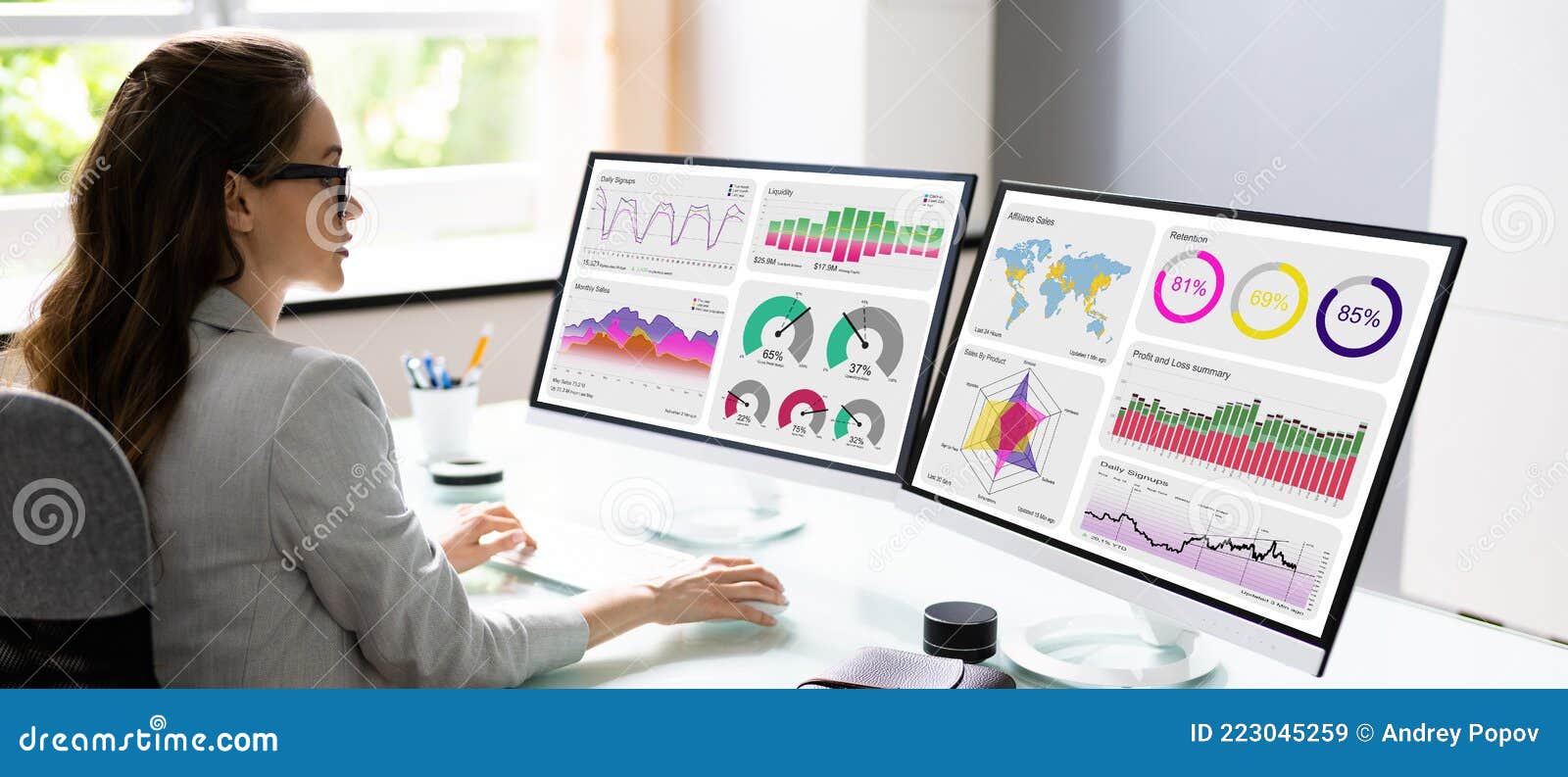 KPI Business Analytics Data Dashboard. Analyst Stock Image - Image of ...