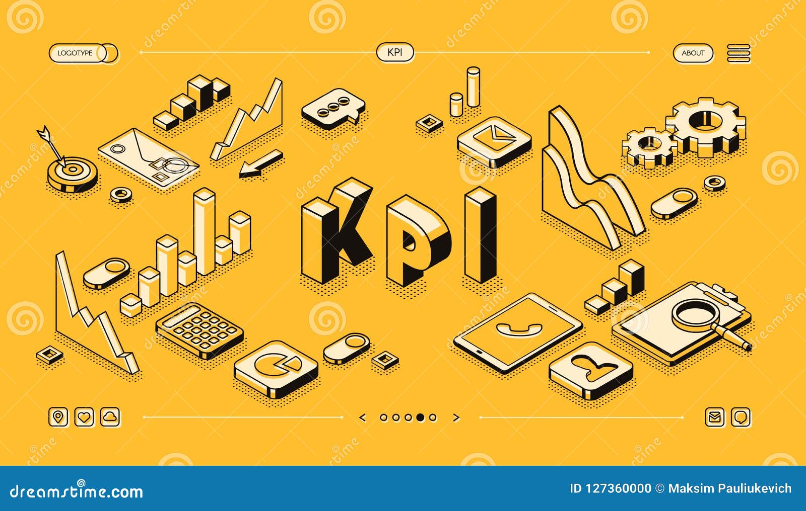 KPI Business Performance Vector Isometric Halftone Stock Vector ...