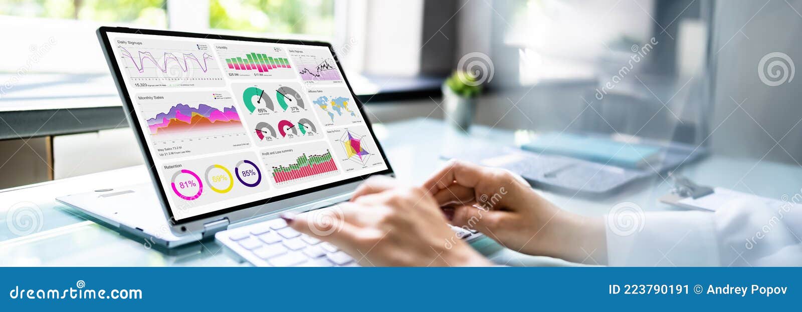 KPI Dashboard Data Analytics Stock Image - Image of analytic, internet ...