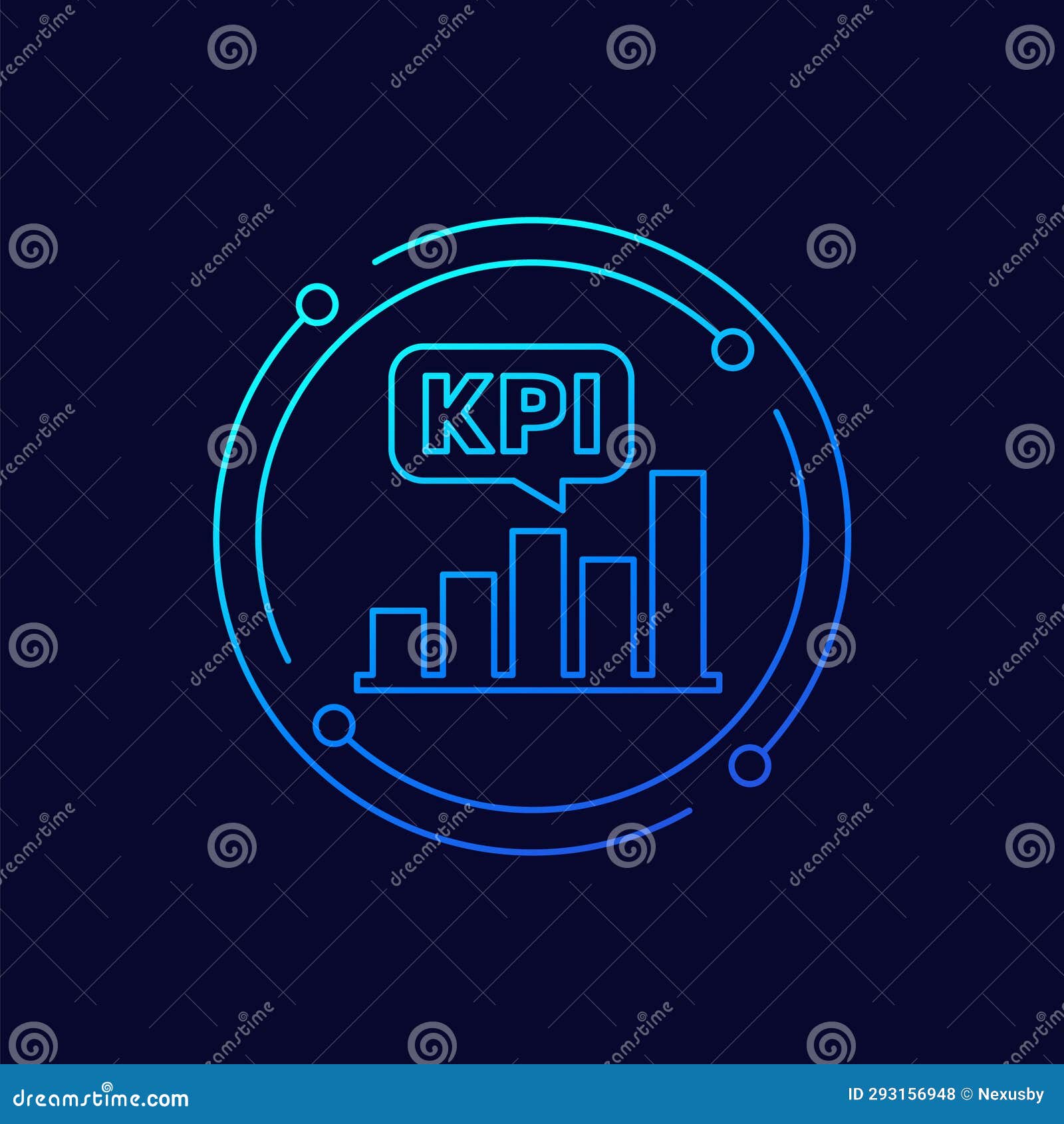 KPI Icon with a Graph, Linear Design Stock Vector - Illustration of ...