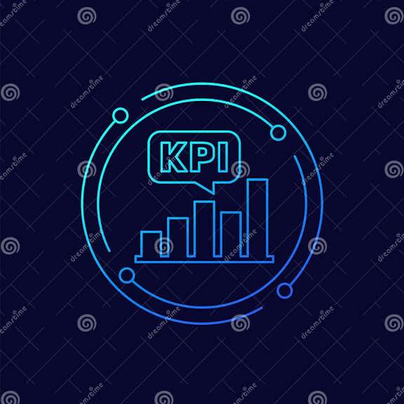 KPI Icon with a Graph, Linear Design Stock Illustration - Illustration ...