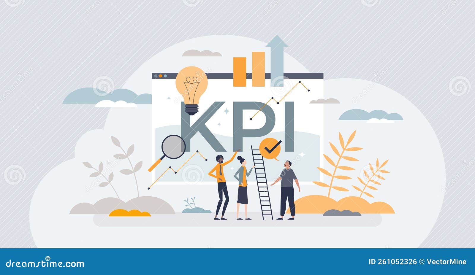 KPI or Key Performance Indicator, Measuring Performance Tiny Person ...