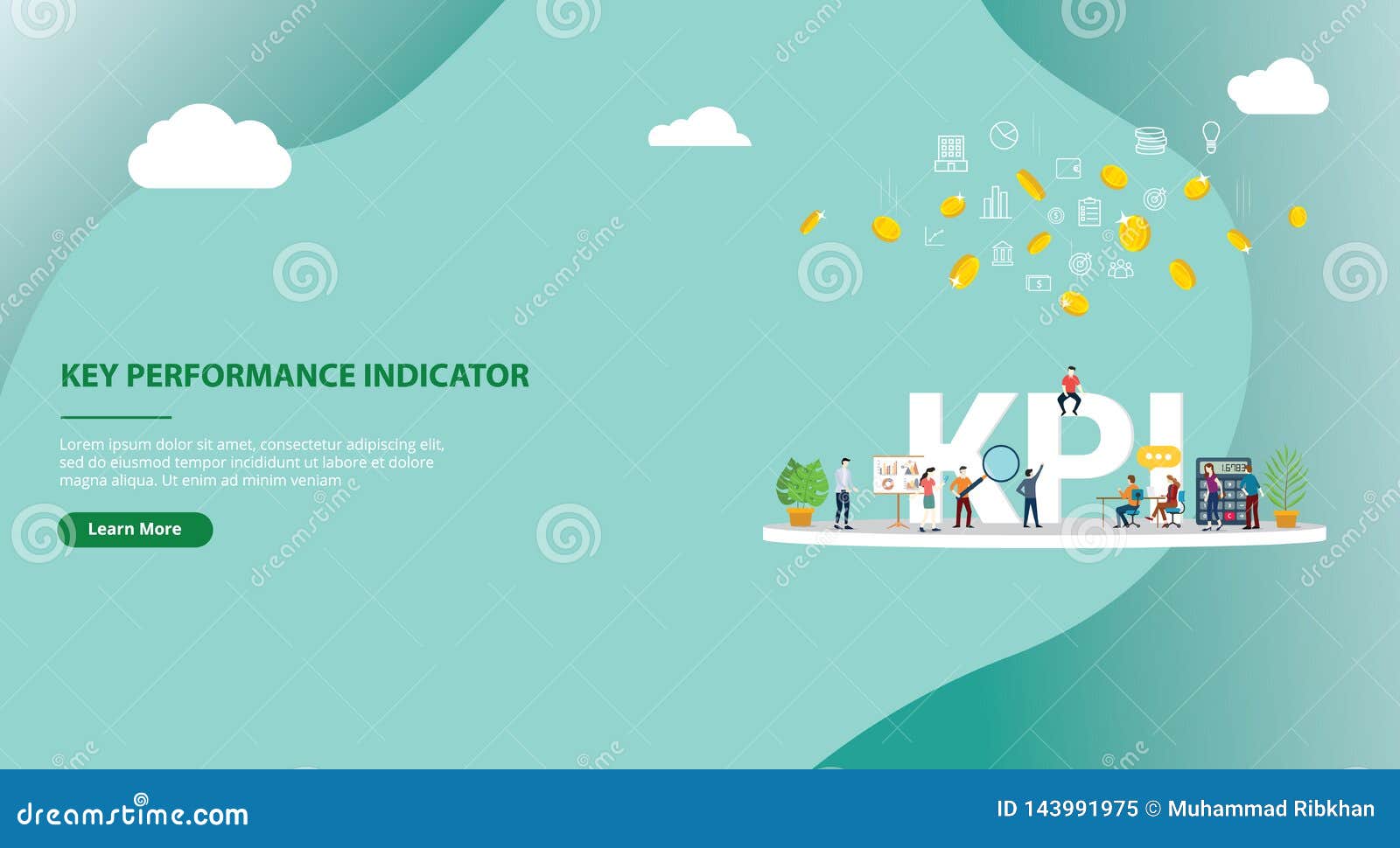 Kpi Key Performance Indicator Concept Website Template Banner Design