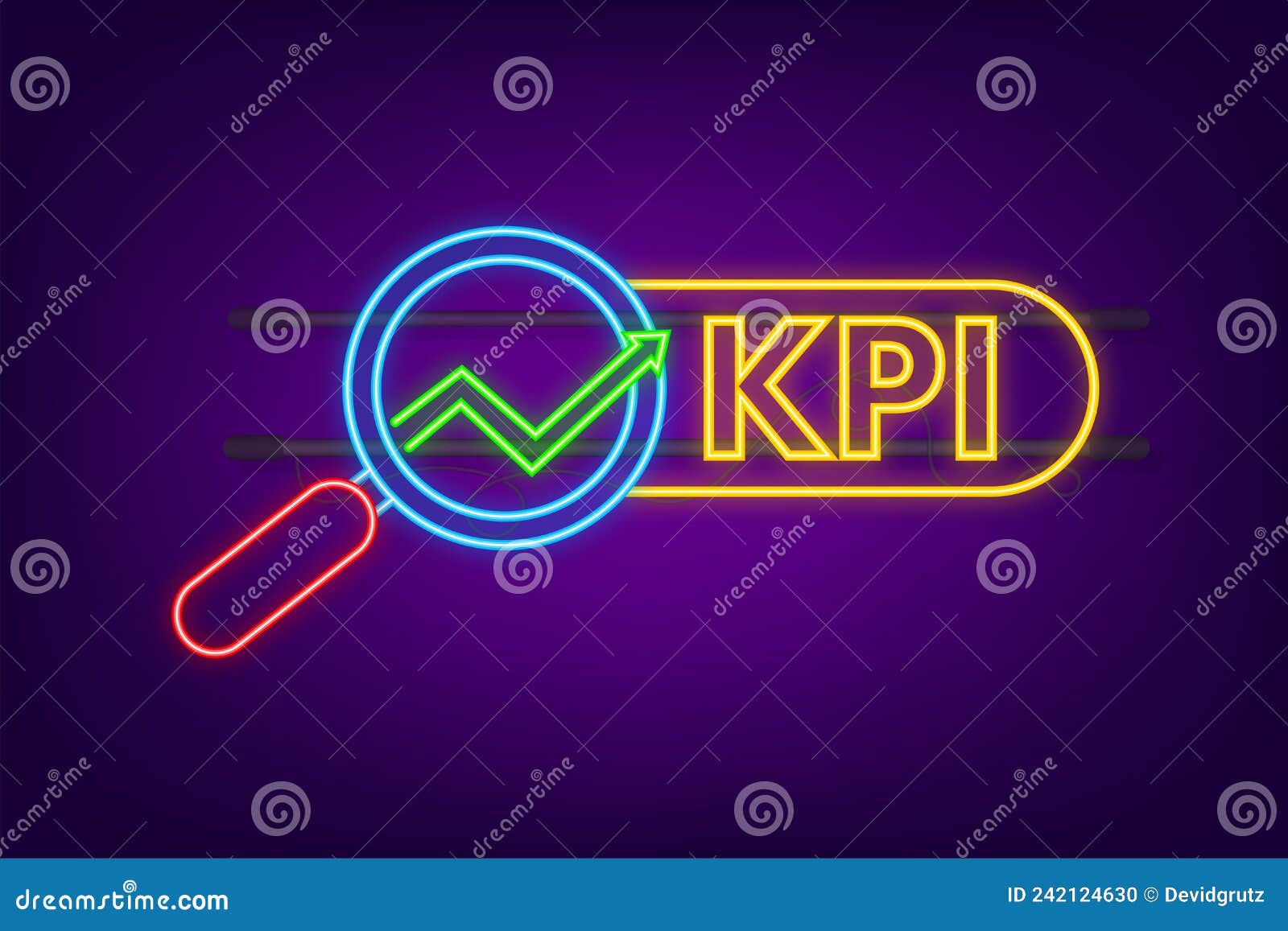 KPI Key Performance Indicator Neon Icon. Measurement, Optimization ...