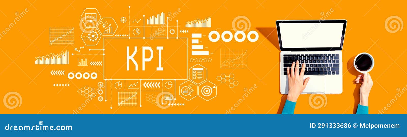 KPI - Key Performance Indicator Theme with Person Using a Laptop Stock ...
