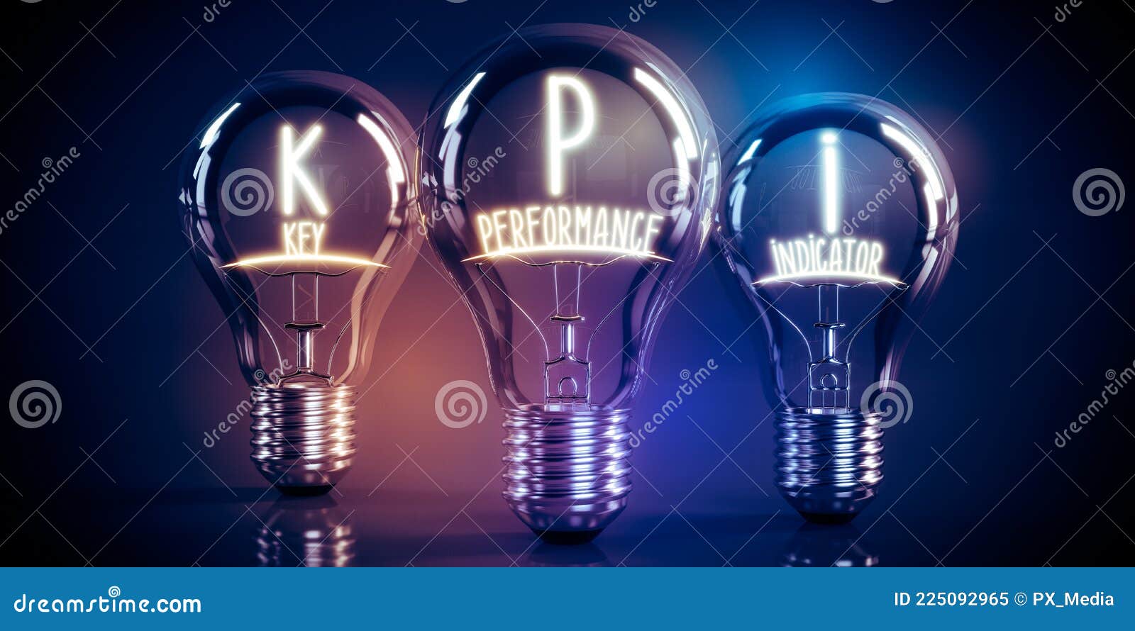 KPI, Key Performance Indicators Concept - Shining Light Bulbs Stock ...