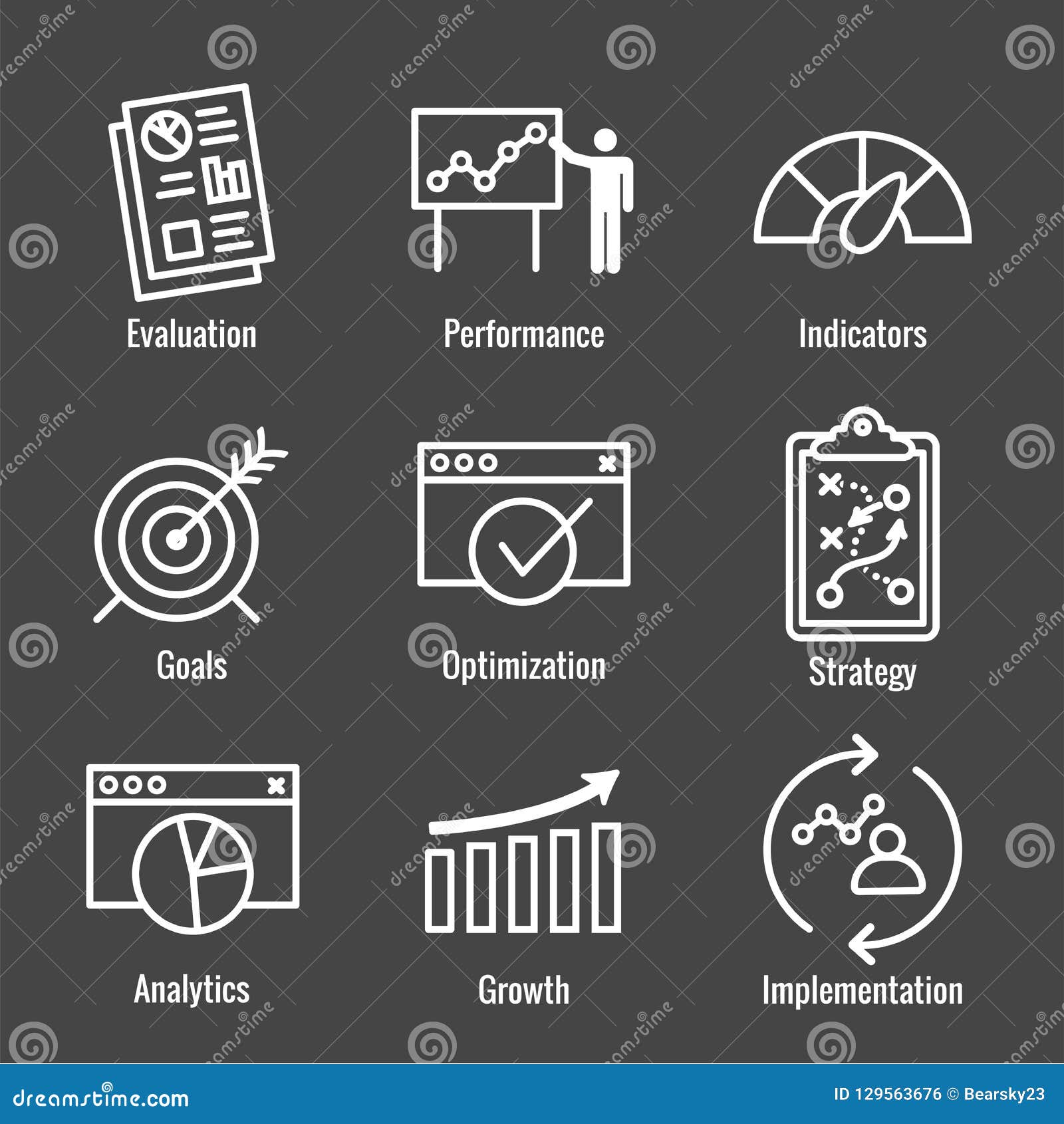KPI - Key Performance Indicators Icon Set with Evaluation, Growth ... KPI - Key Performance Indicators Icon Set with Evaluation, Growth ...