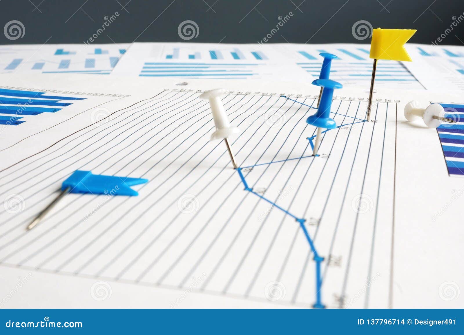 KPI Key Performance Indicators. Thumb Tacks and Business Papers Stock ...