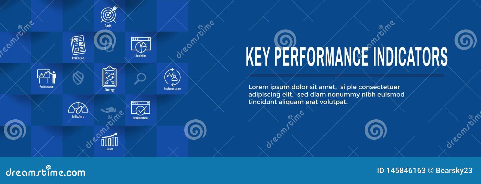KPI - Key Performance Indicators Web Header Banner and Icon Set Stock ...