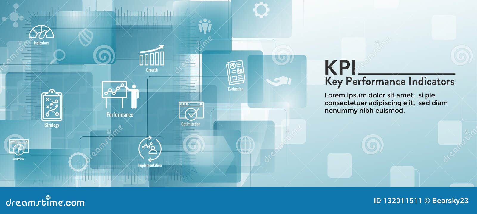 KPI - Key Performance Indicators Web Header Banner and Icon Set Stock ...