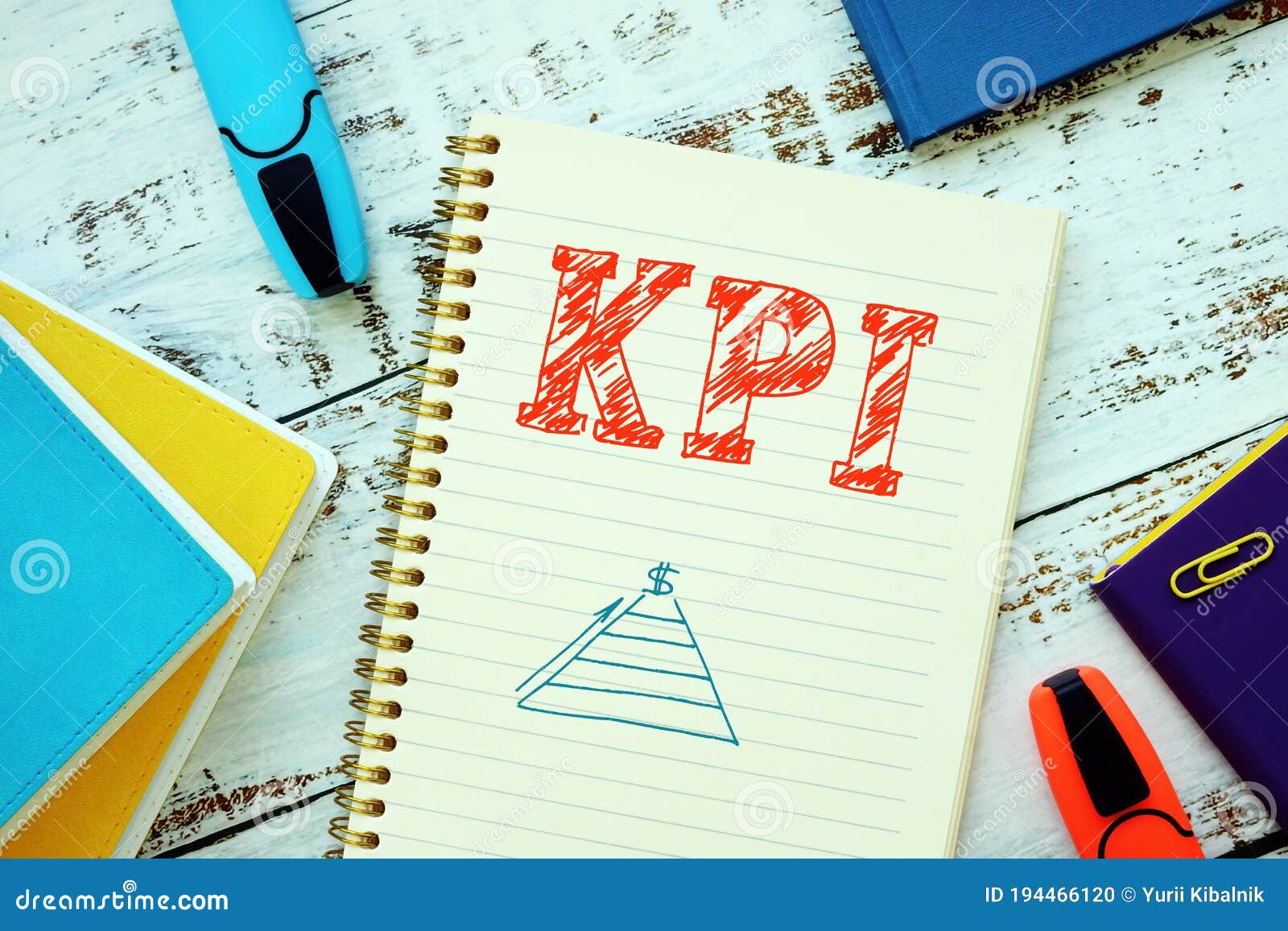 KPI sign on the sheet stock photo. Image of dollar, sign - 194466120
