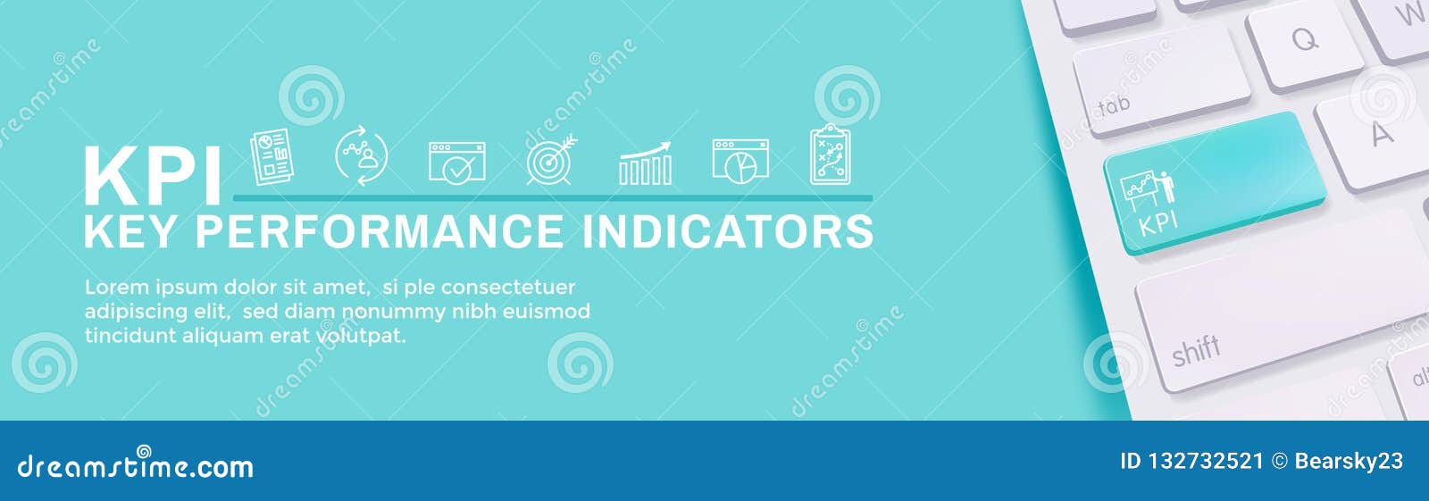 KPI - Key Performance Indicators Web Header Banner and Icon Set Stock ...