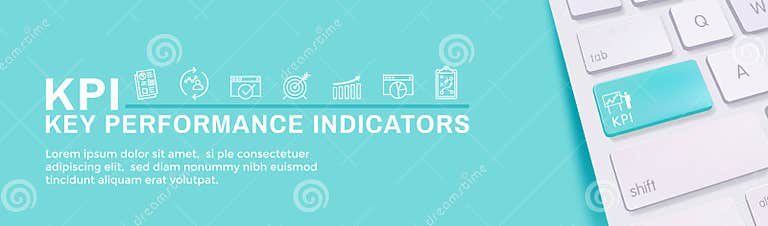 KPI - Key Performance Indicators Web Header Banner and Icon Set Stock ...