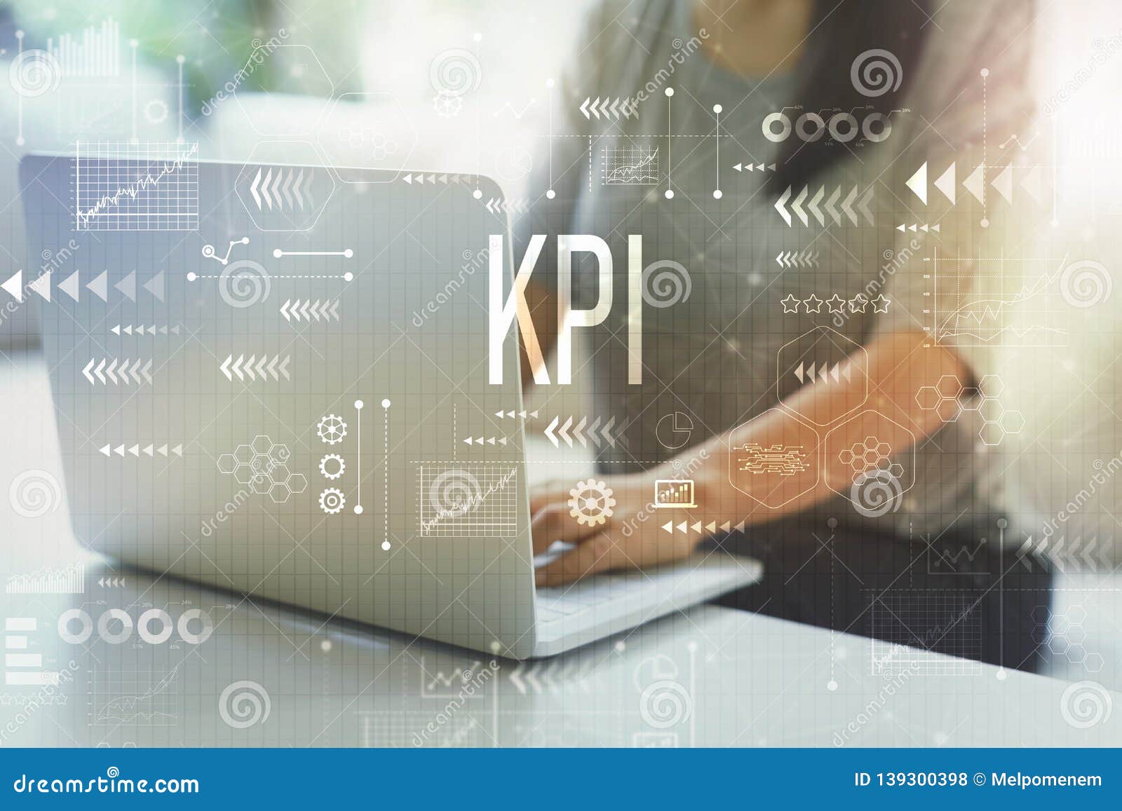KPI with Woman Using Laptop Stock Photo - Image of computer, business ...