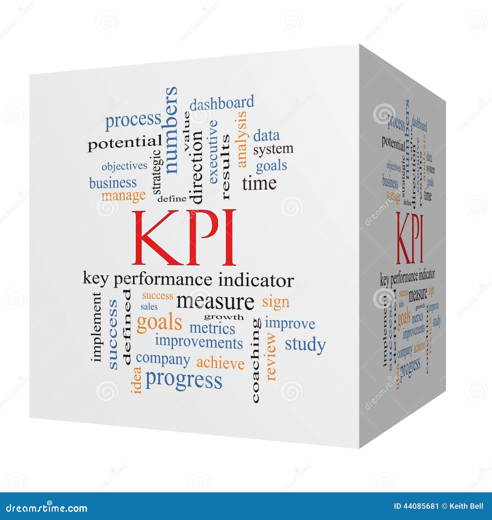 KPI Word Cloud Concept on a 3D Cube Stock Illustration - Illustration ...