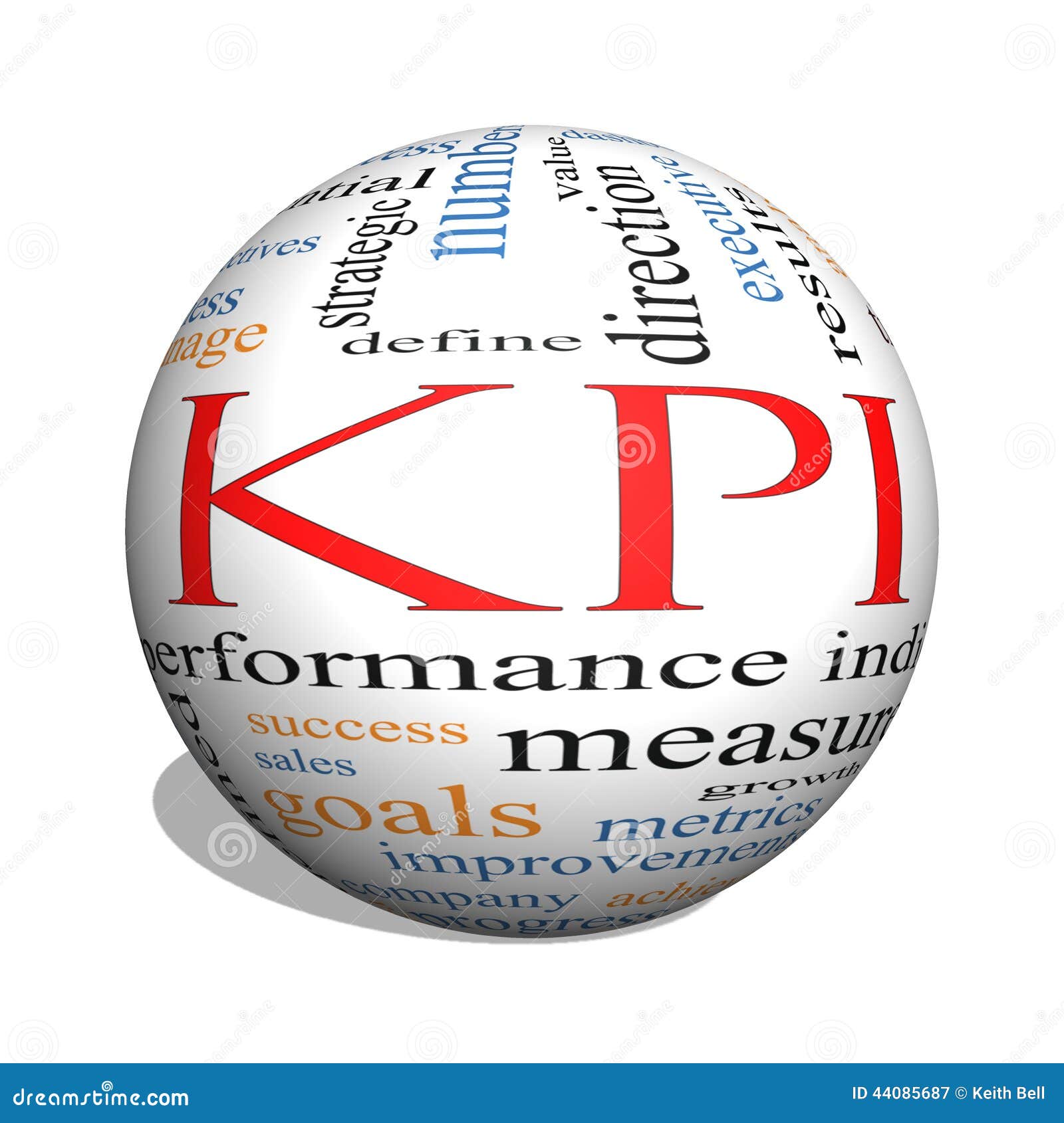 KPI Word Cloud Concept on a 3D Sphere Stock Illustration - Illustration ...
