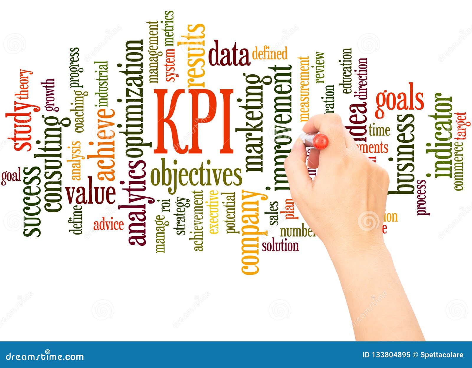 KPI Word Cloud Hand Writing Concept Stock Illustration - Illustration ...