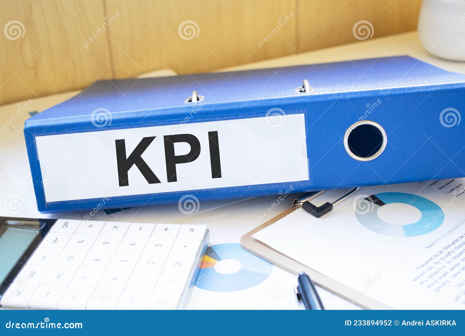 KPI Words on Labels with Document Binders Stock Photo - Image of word ...