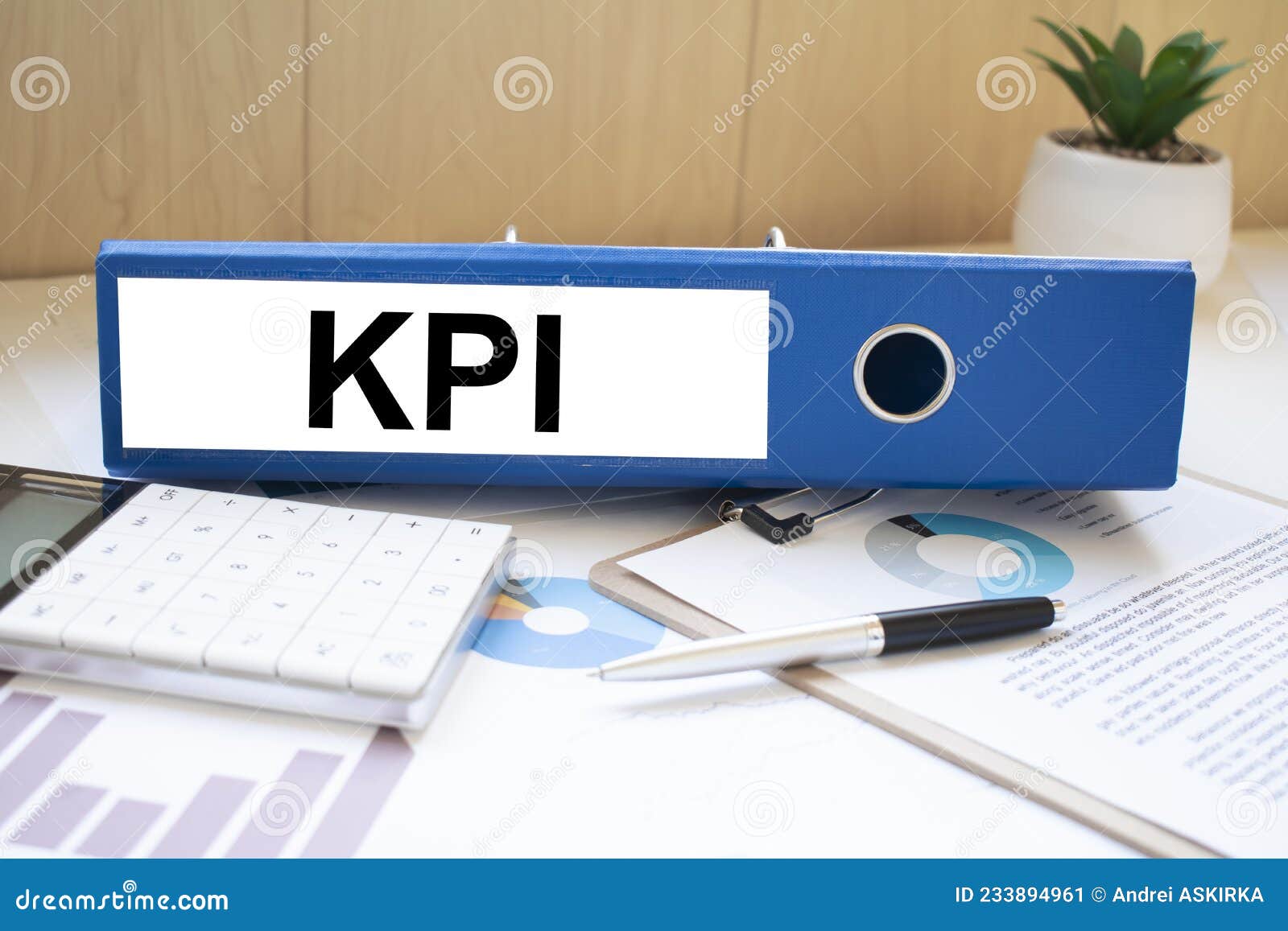 KPI Words on Labels with Document Binders Stock Image - Image of blue ...
