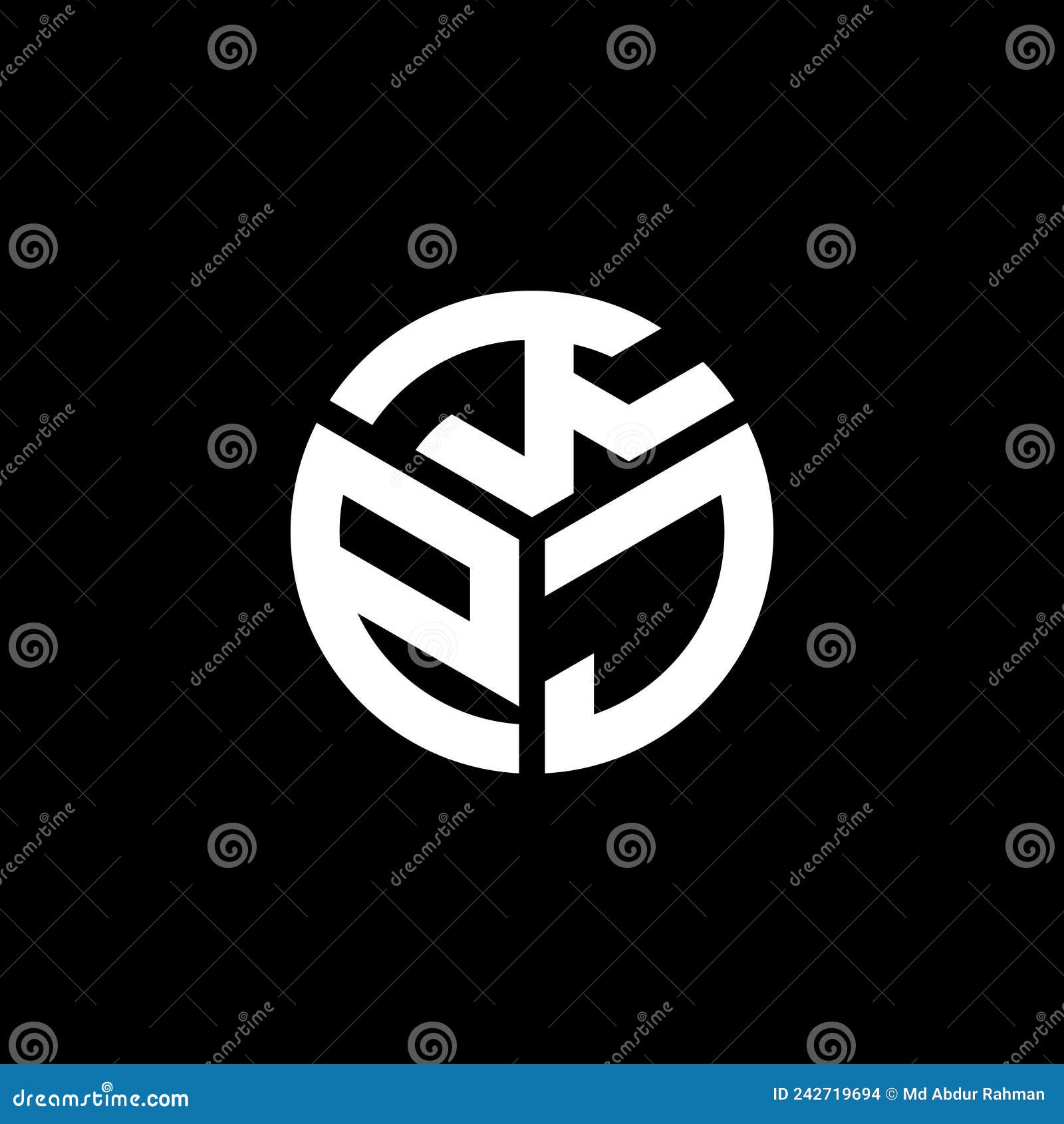 KPJ Letter Logo Design on Black Background. KPJ Creative Initials ...