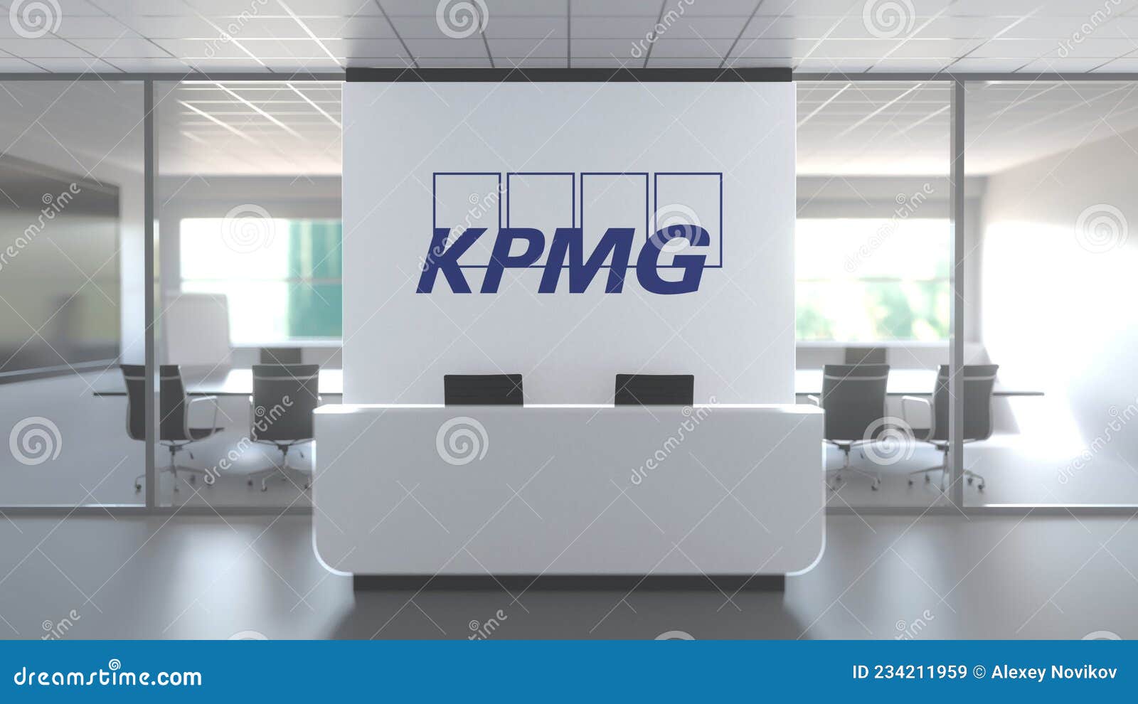 KPMG Logo Above Reception Desk in the Modern Office, Editorial ...