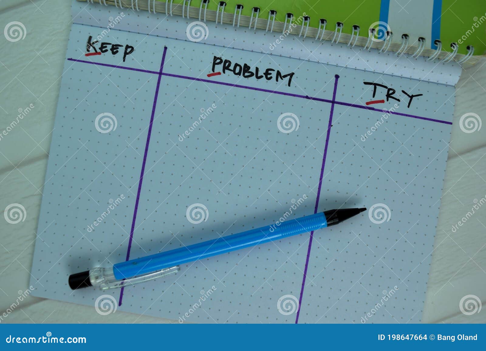 KPT - Keep Problem Try Write on a Book Isolated on Office Desk Stock ...