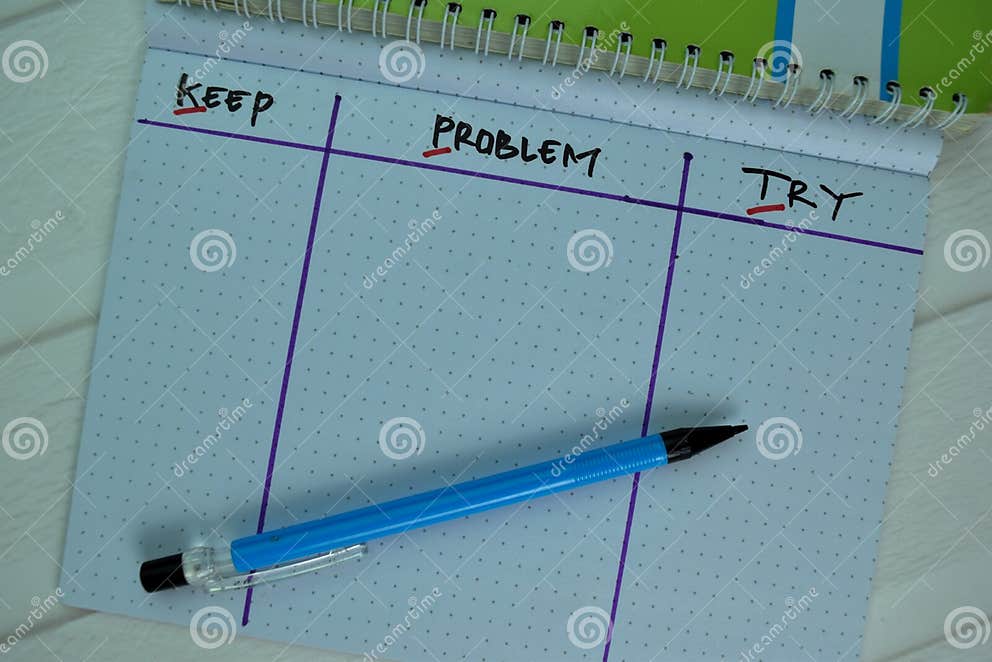 KPT - Keep Problem Try Write on a Book Isolated on Office Desk Stock ...