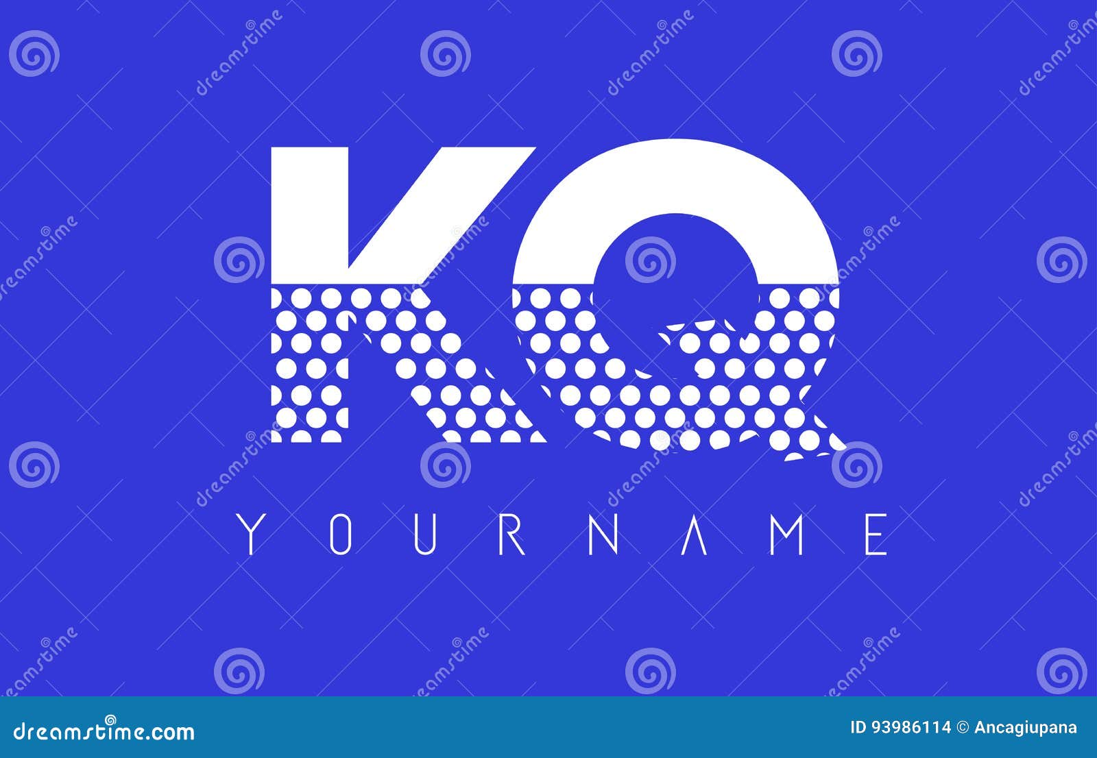 KQ K Q Dotted Letter Logo Design with Blue Background. Stock Vector ...