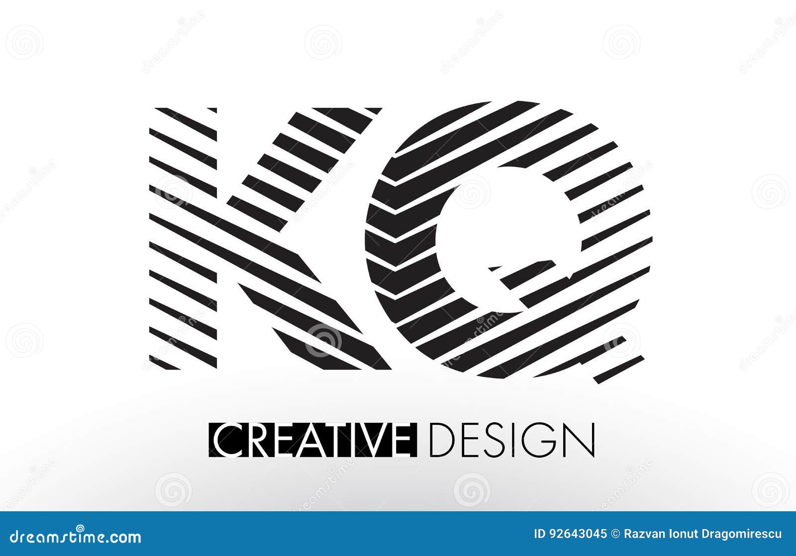 KQ K Q Lines Letter Design with Creative Elegant Zebra Stock Vector ...