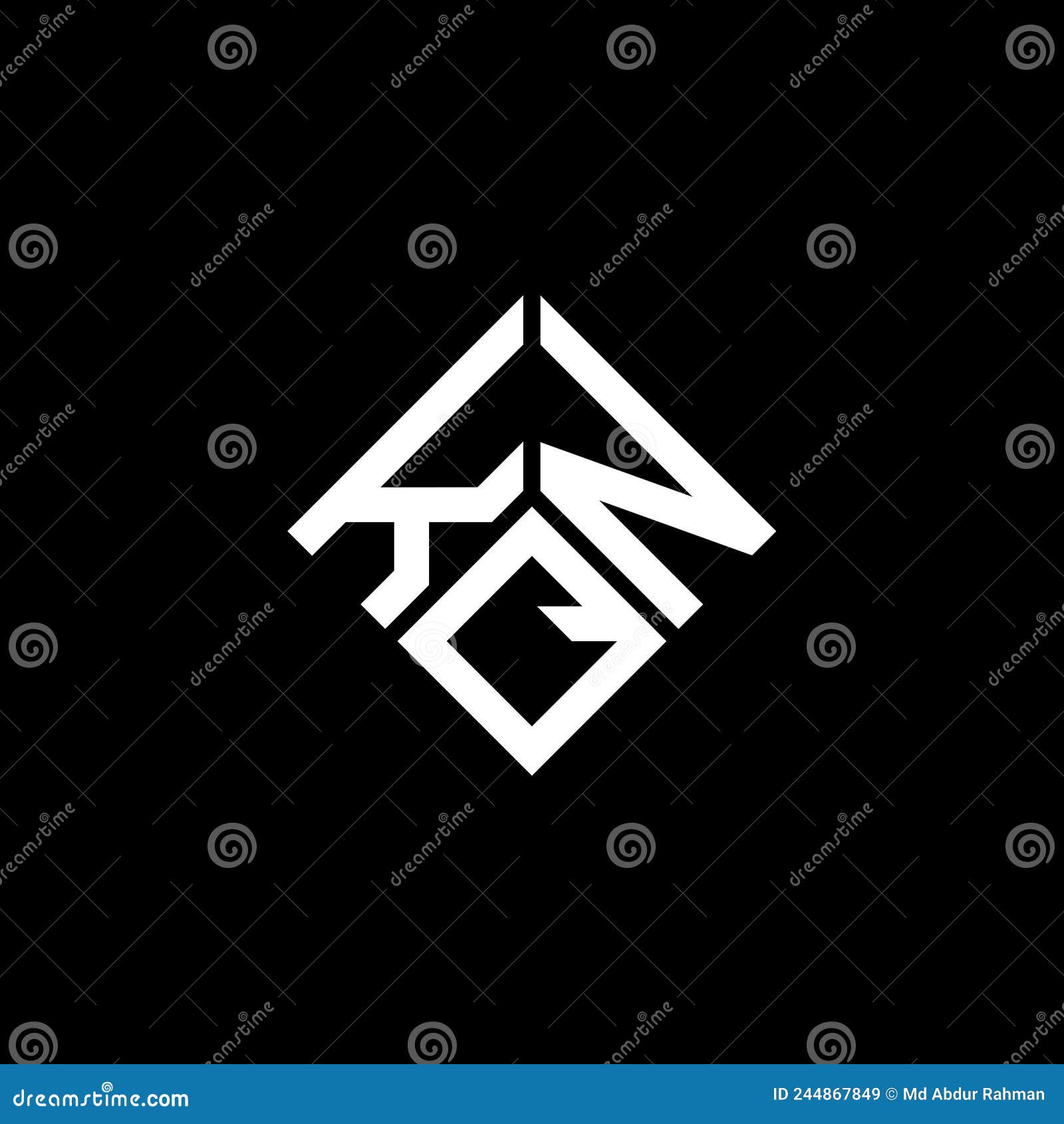 KQN Letter Logo Design on Black Background. KQN Creative Initials ...