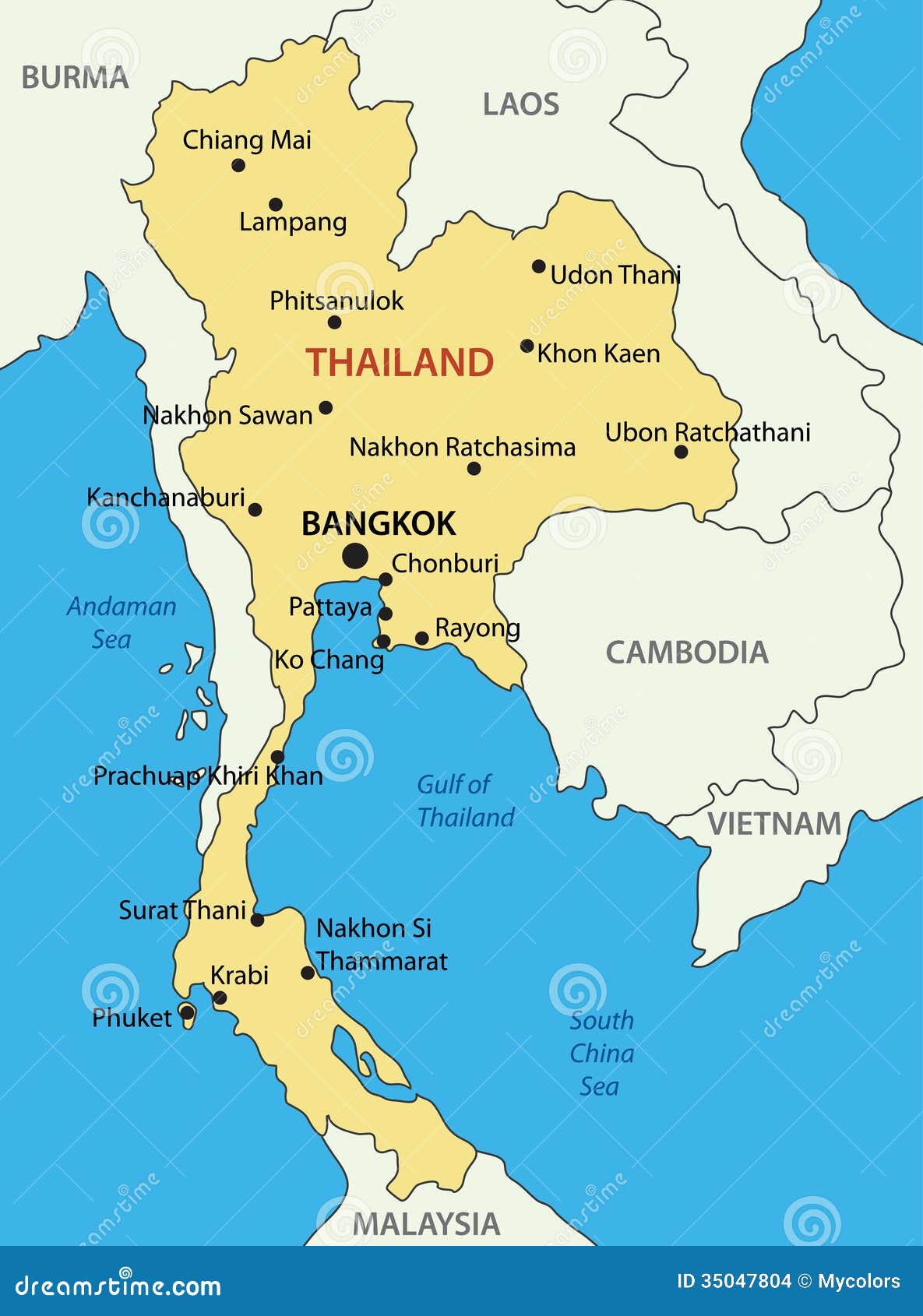 Królestwo Tajlandia - Mapa Obrazy Stock - Obraz: 35047804