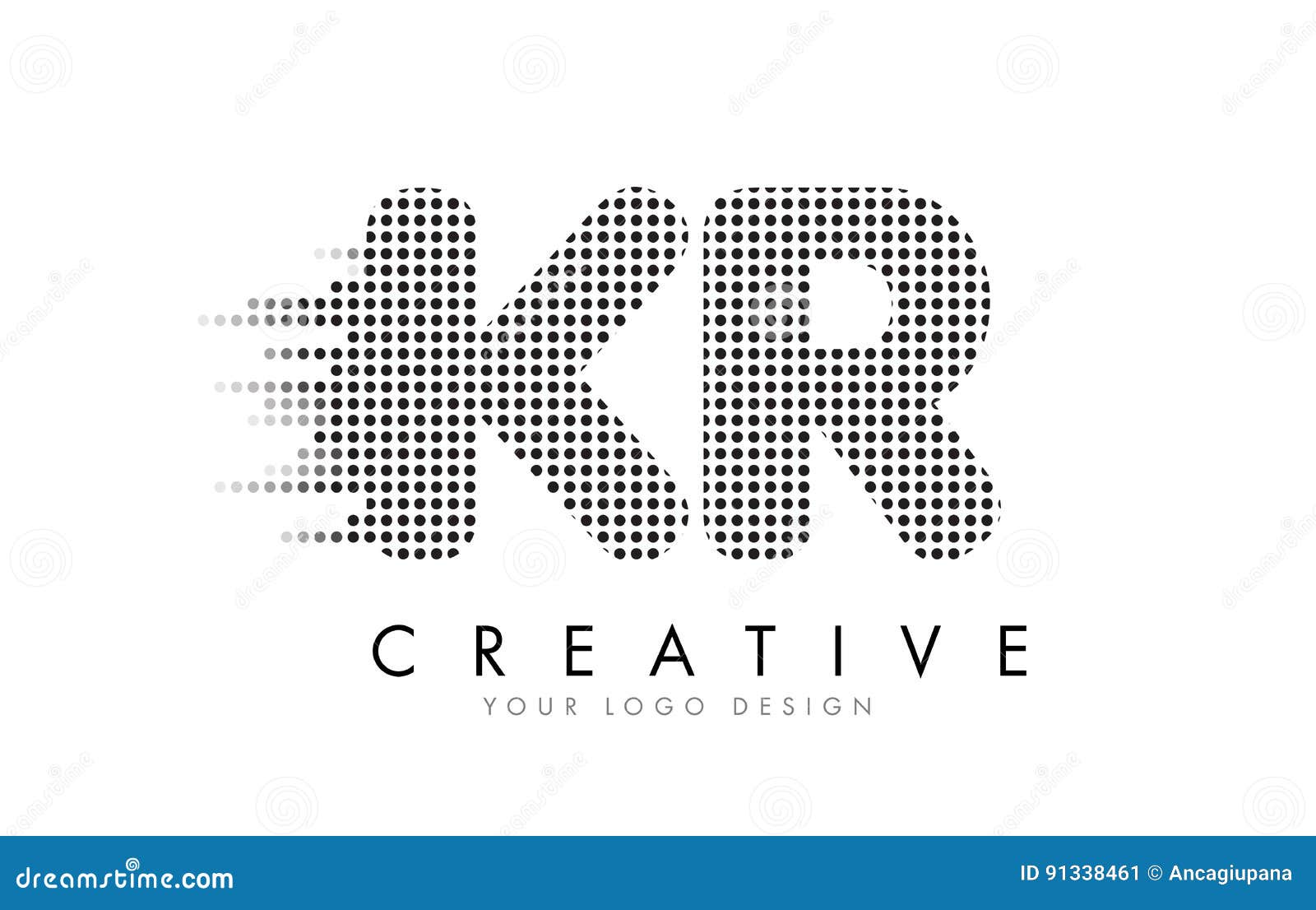 KR K R Letter Logo with Black Dots and Trails. Stock Vector ...