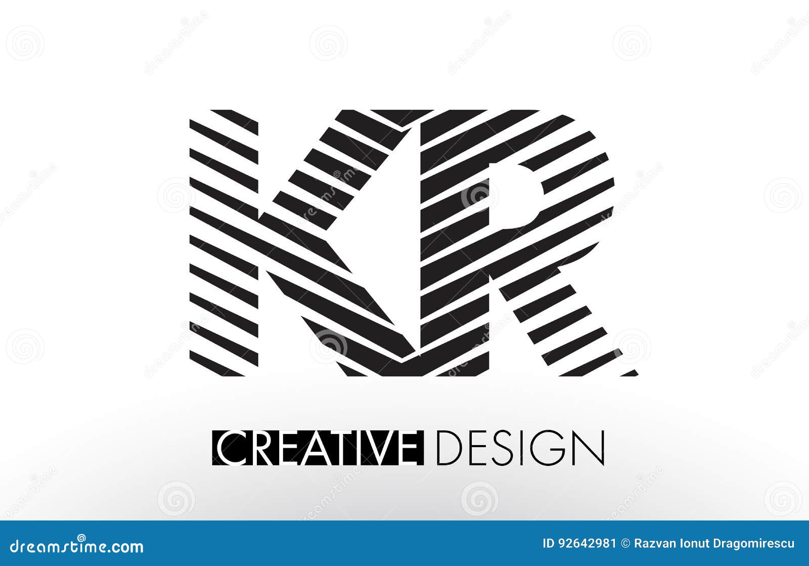 KR K R Lines Letter Design with Creative Elegant Zebra Stock Vector ...