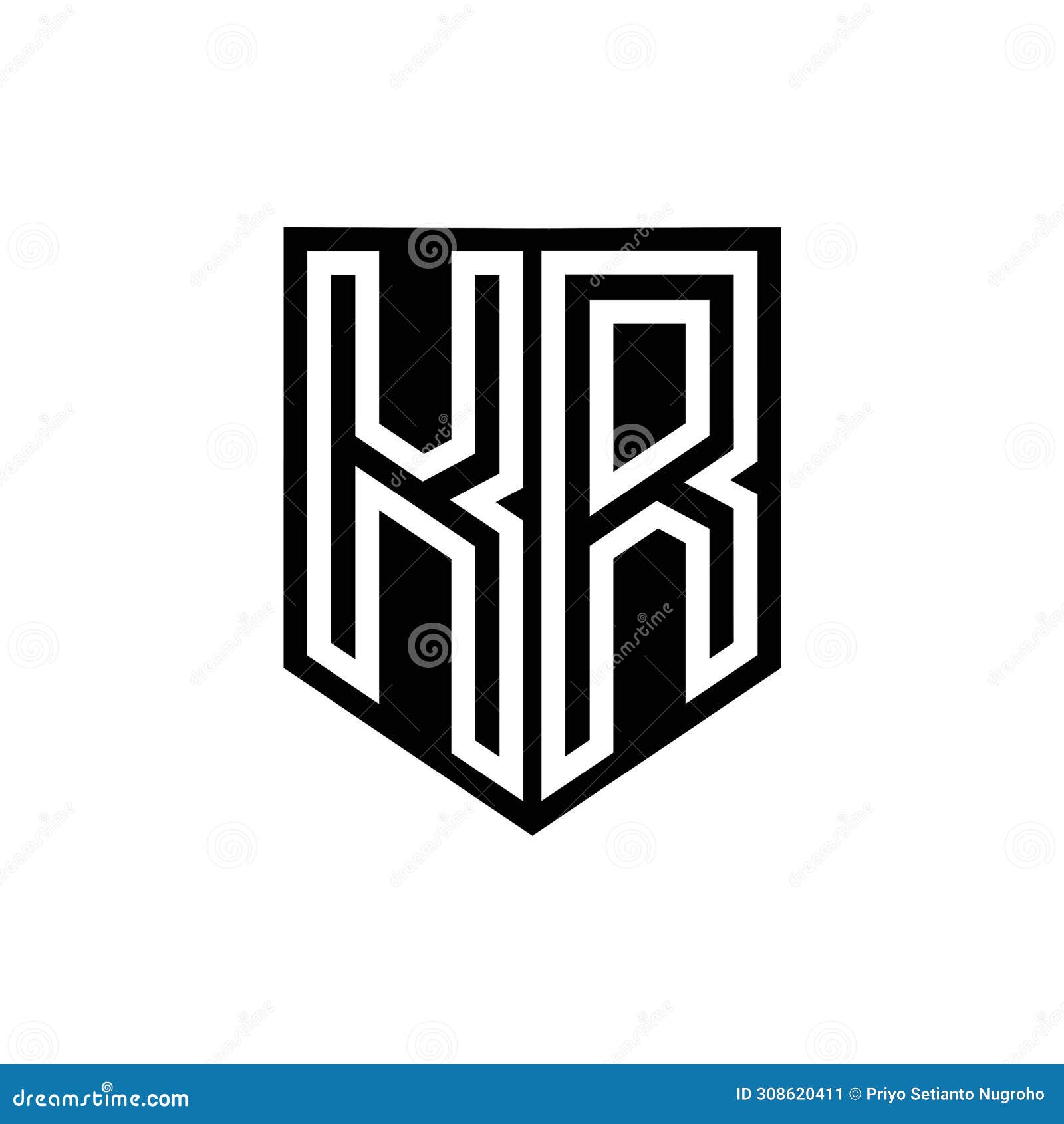 KR Logo Monogram Shield Geometric White Line Inside Black Shield Color ...
