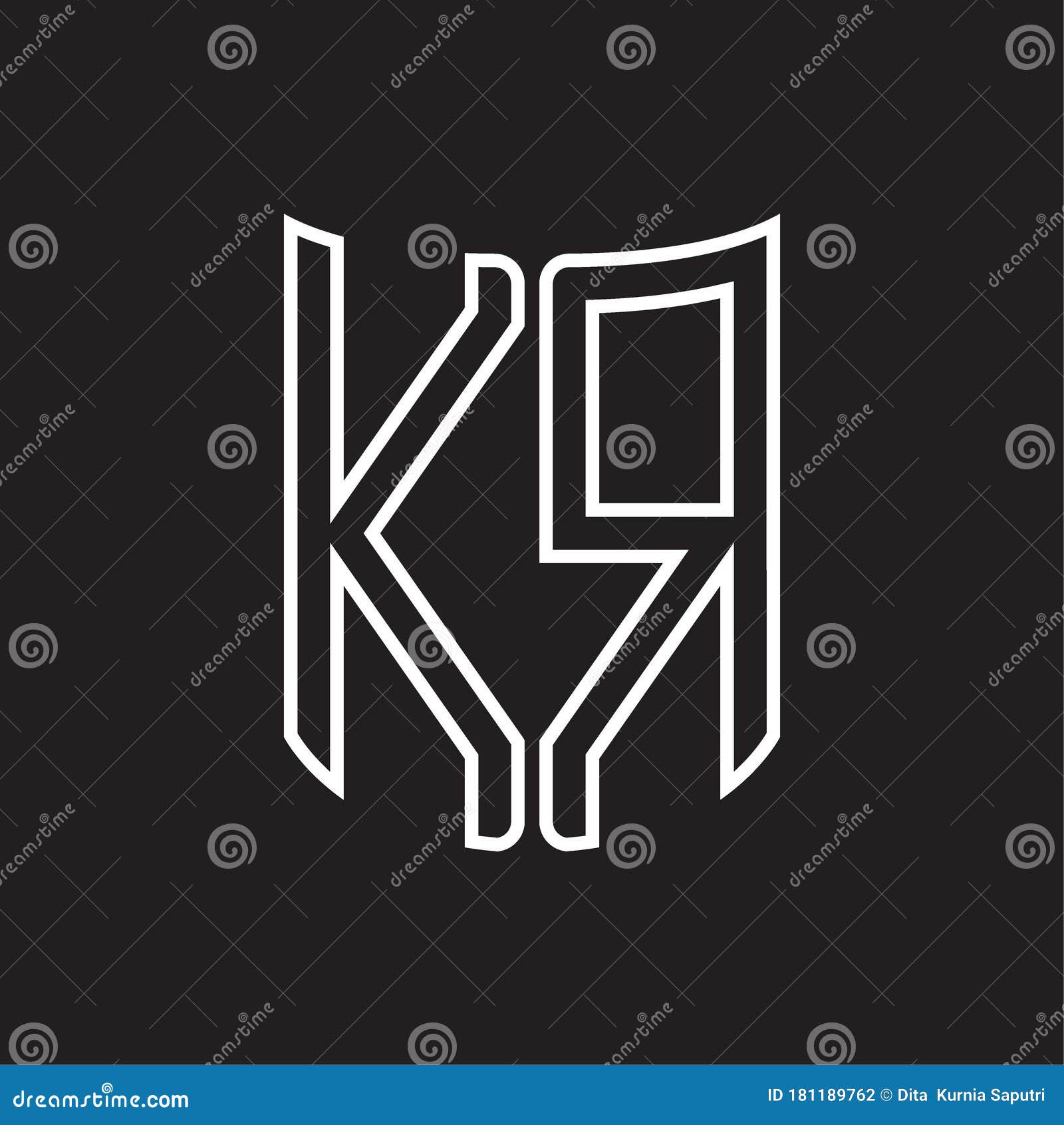 KR Logo Monogram with Ribbon Style Outline Design Template Stock Vector ...